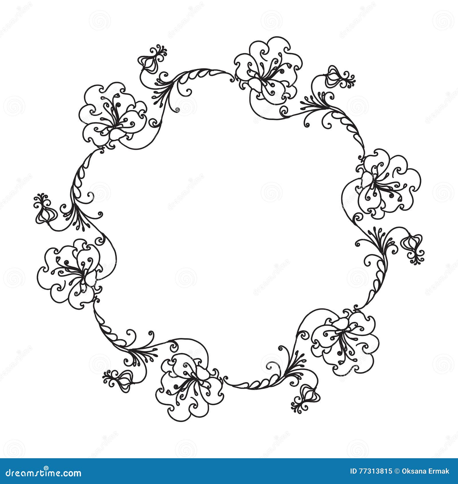 Hand Drawn Ornamental Circle Frame Stock Vector - Illustration of ...