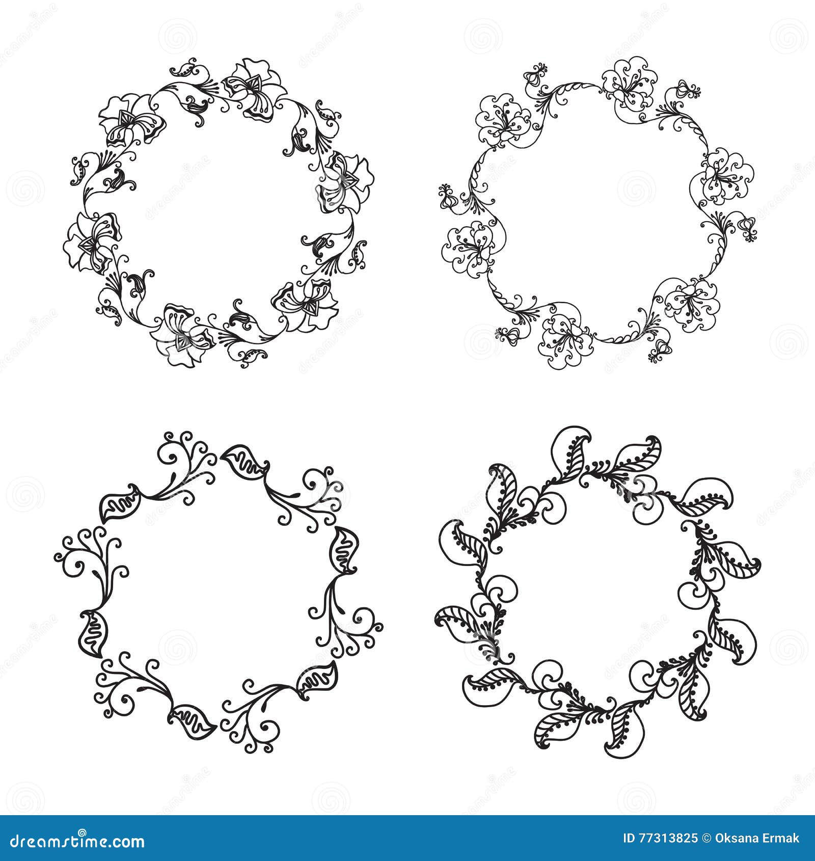 Hand Drawn Ornamental Circle Frame Stock Vector - Illustration of ...