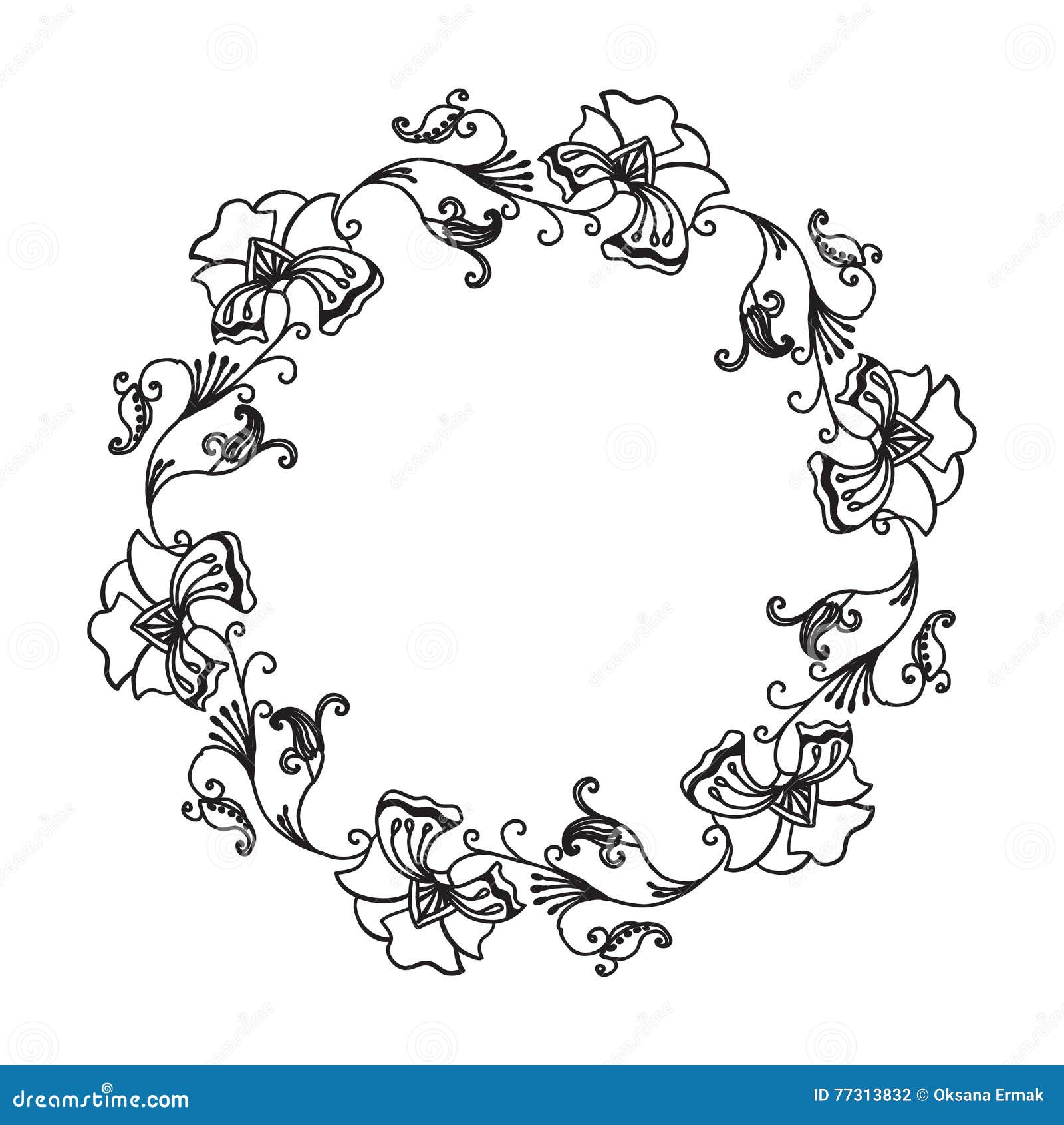 Hand Drawn Ornamental Circle Frame Stock Vector - Illustration of ...