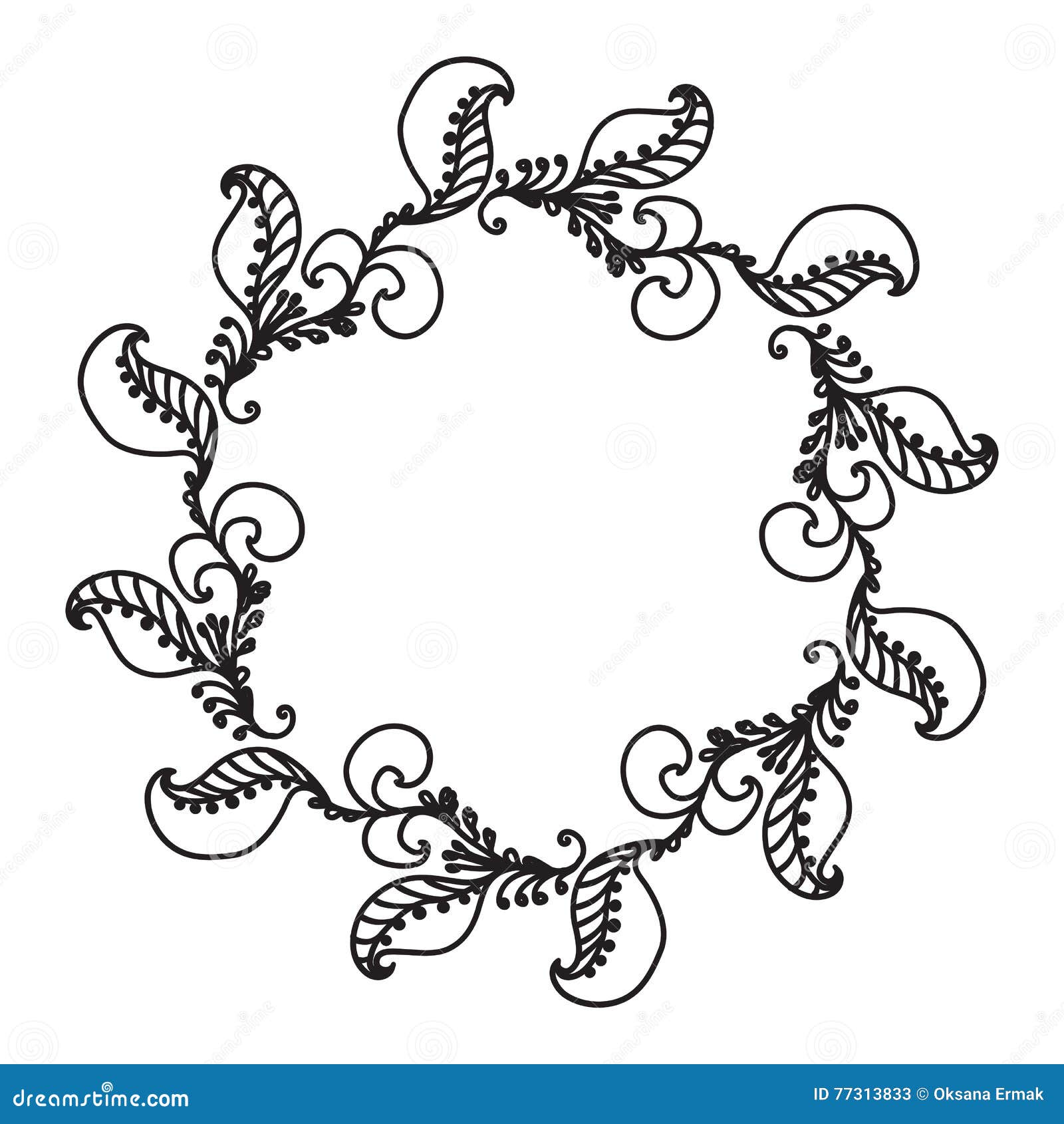 Hand Drawn Ornamental Circle Frame Stock Vector - Illustration of ...