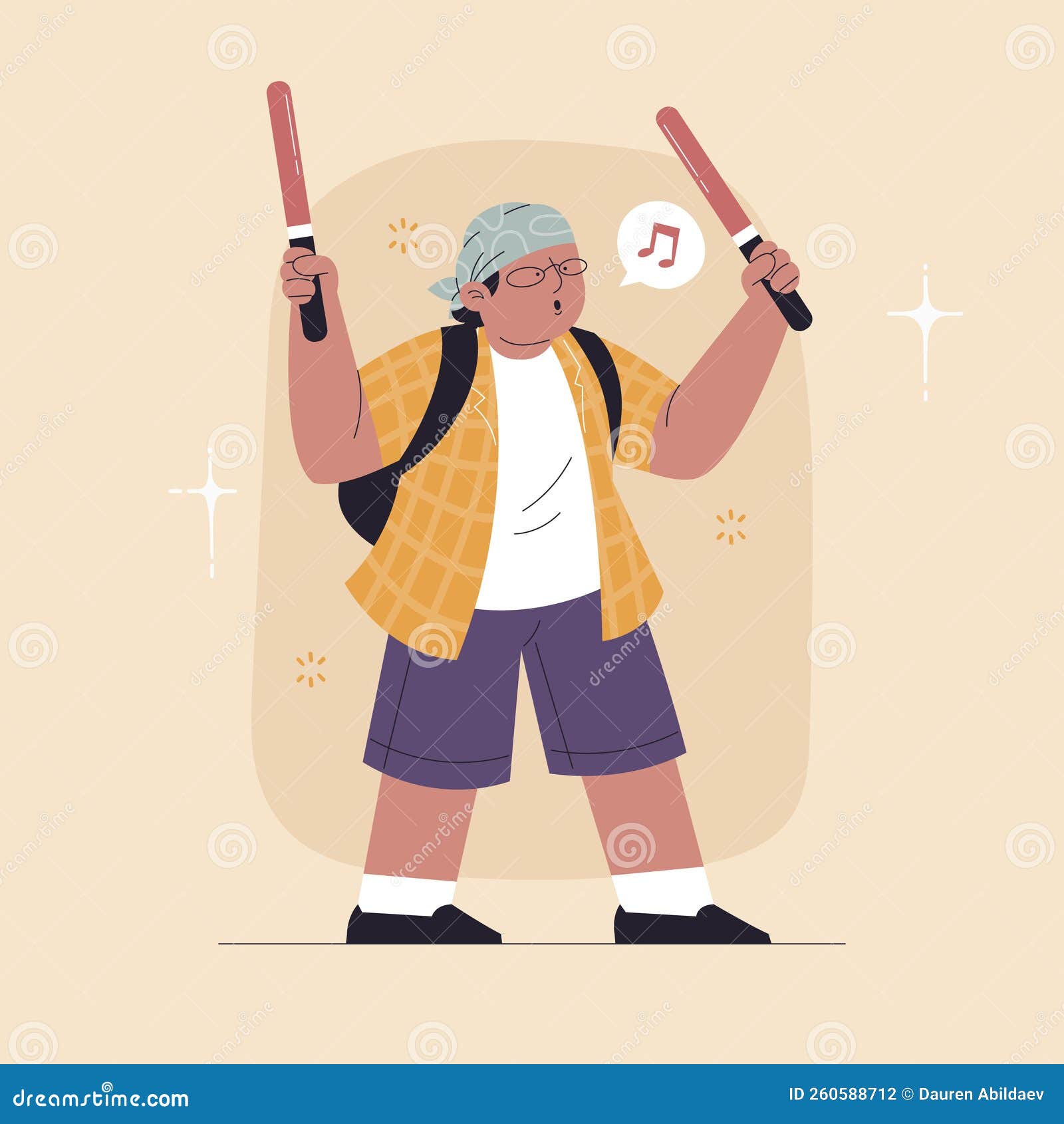 Hand Drawn Otaku Vector Illustration. Stock Vector - Illustration of ...