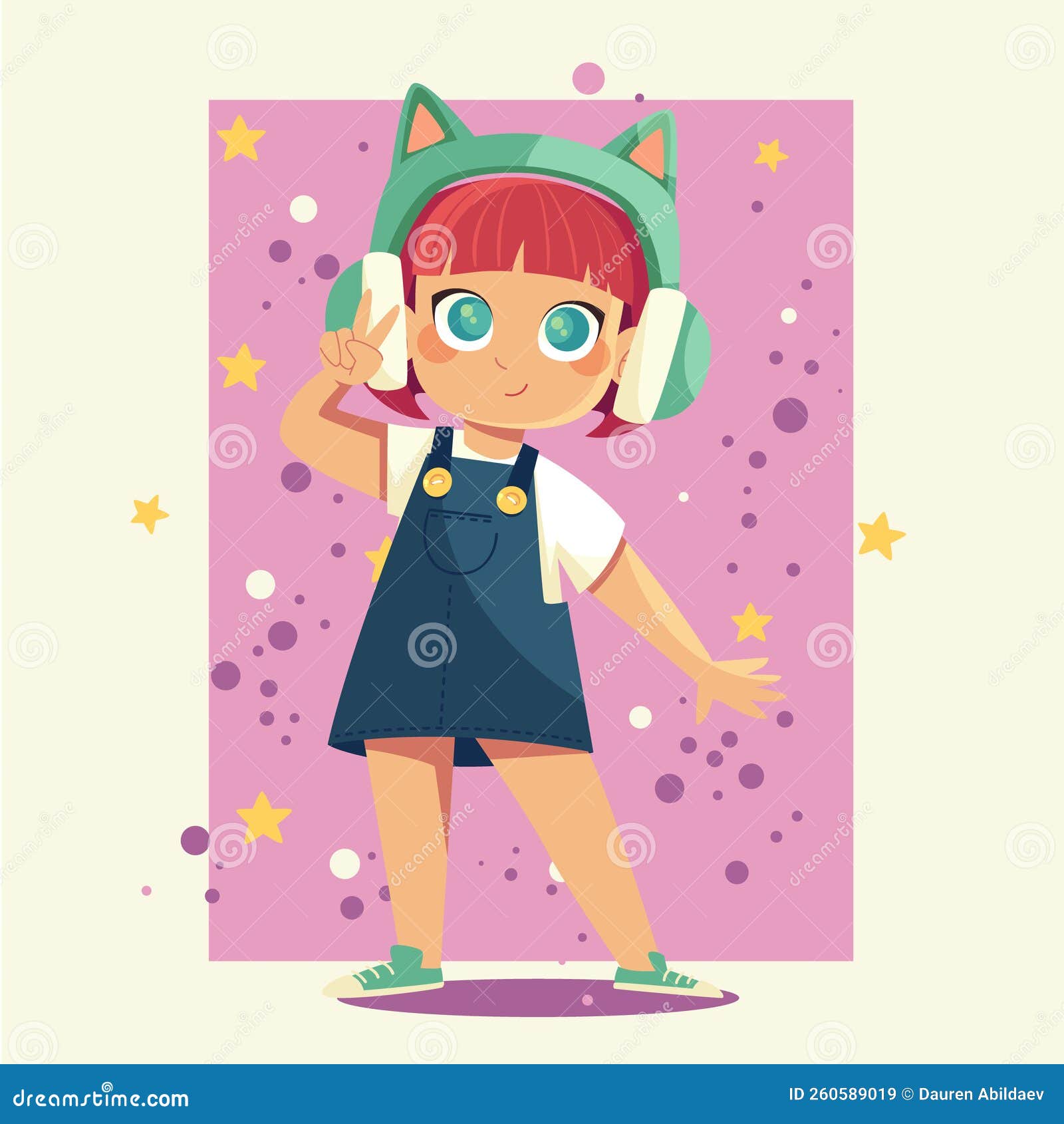 Hand Drawn Otaku Vector Illustration. Stock Vector - Illustration of ...