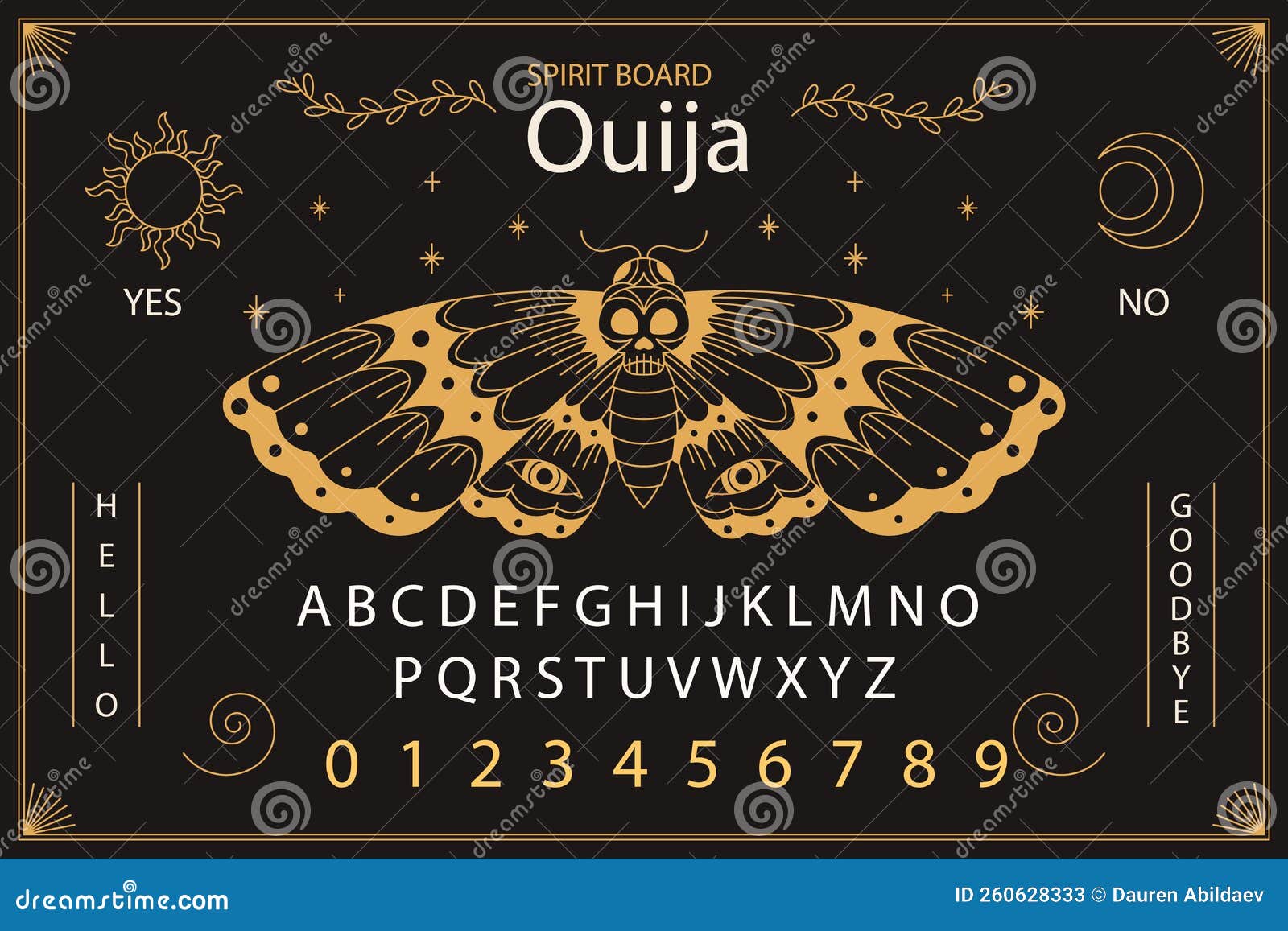 Hand Drawn Ouija Board Vector Illustration. Stock Vector - Illustration ...