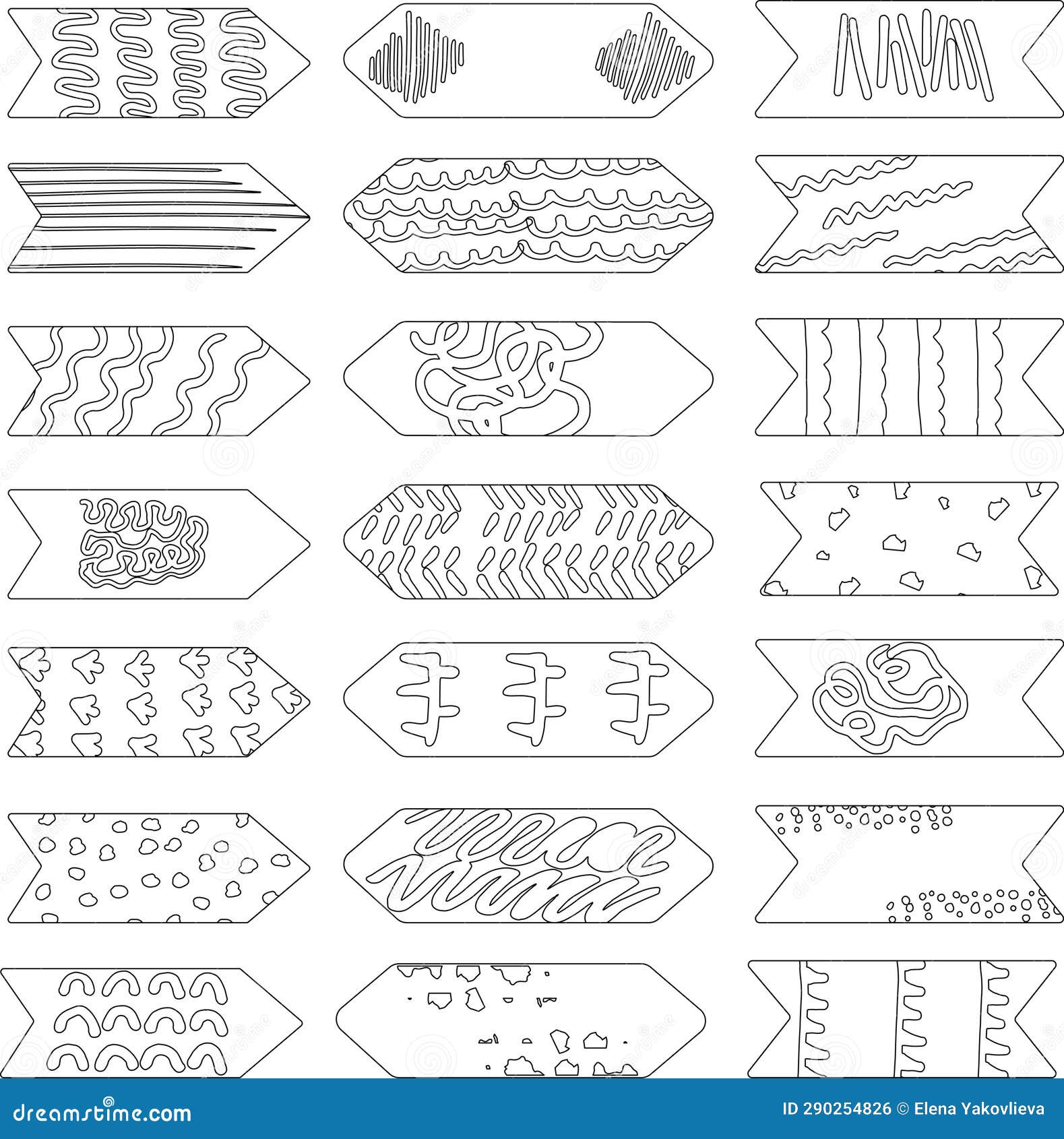 Hand Drawn Outline Bookmarks, Stickers Stock Vector - Illustration of ...
