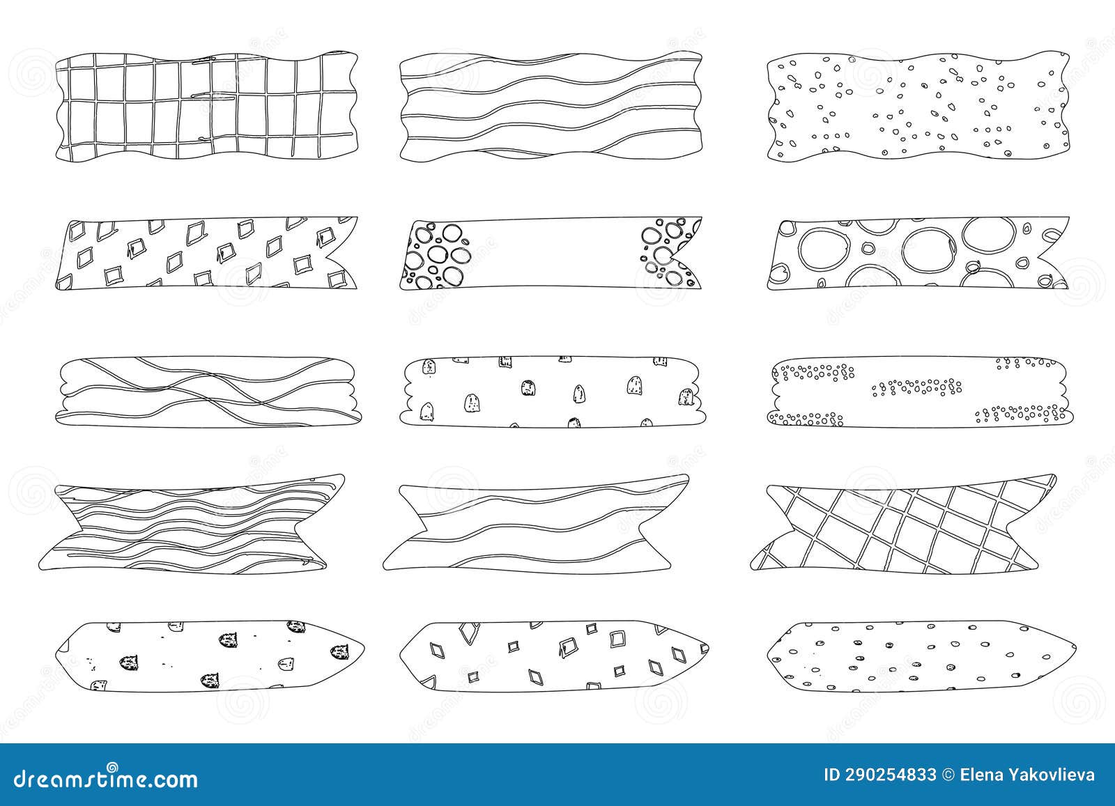 Hand Drawn Outline Cute Bookmarks, Stickers Stock Illustration ...