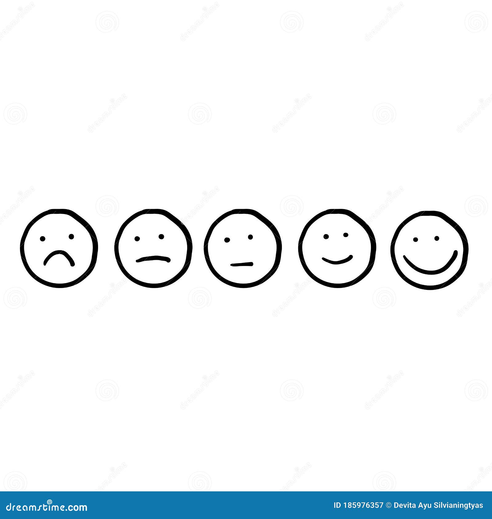 Hand Drawn Outline Faces Different Moods Doodle Style Stock Vector ...