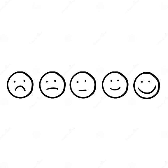 Hand Drawn Outline Faces Different Moods Doodle Style Stock Vector ...