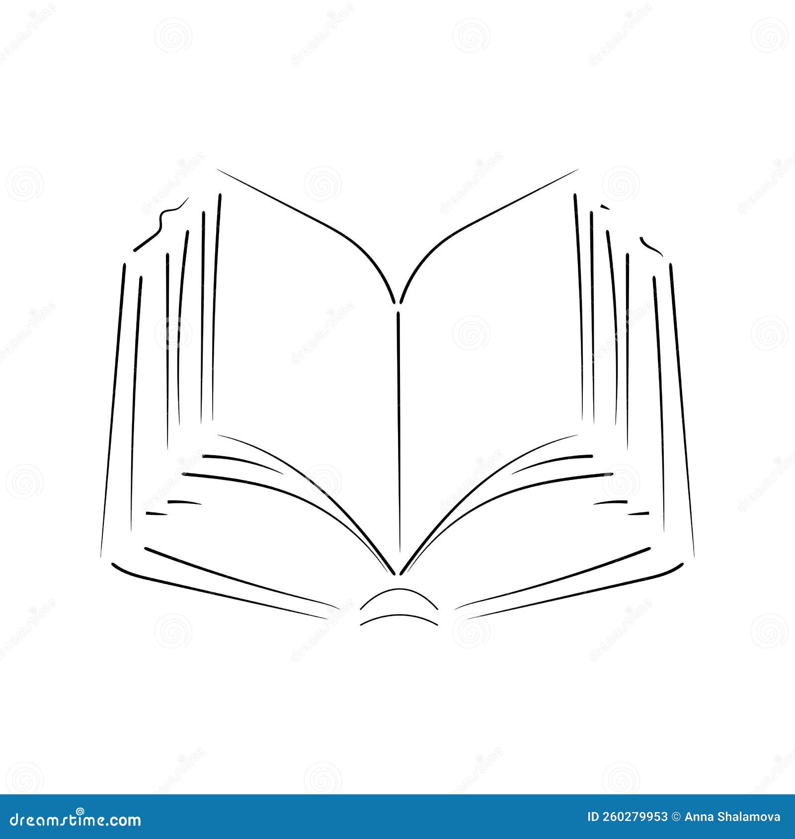 Hand Drawn Outline of an Open Book Stock Vector - Illustration of page ...