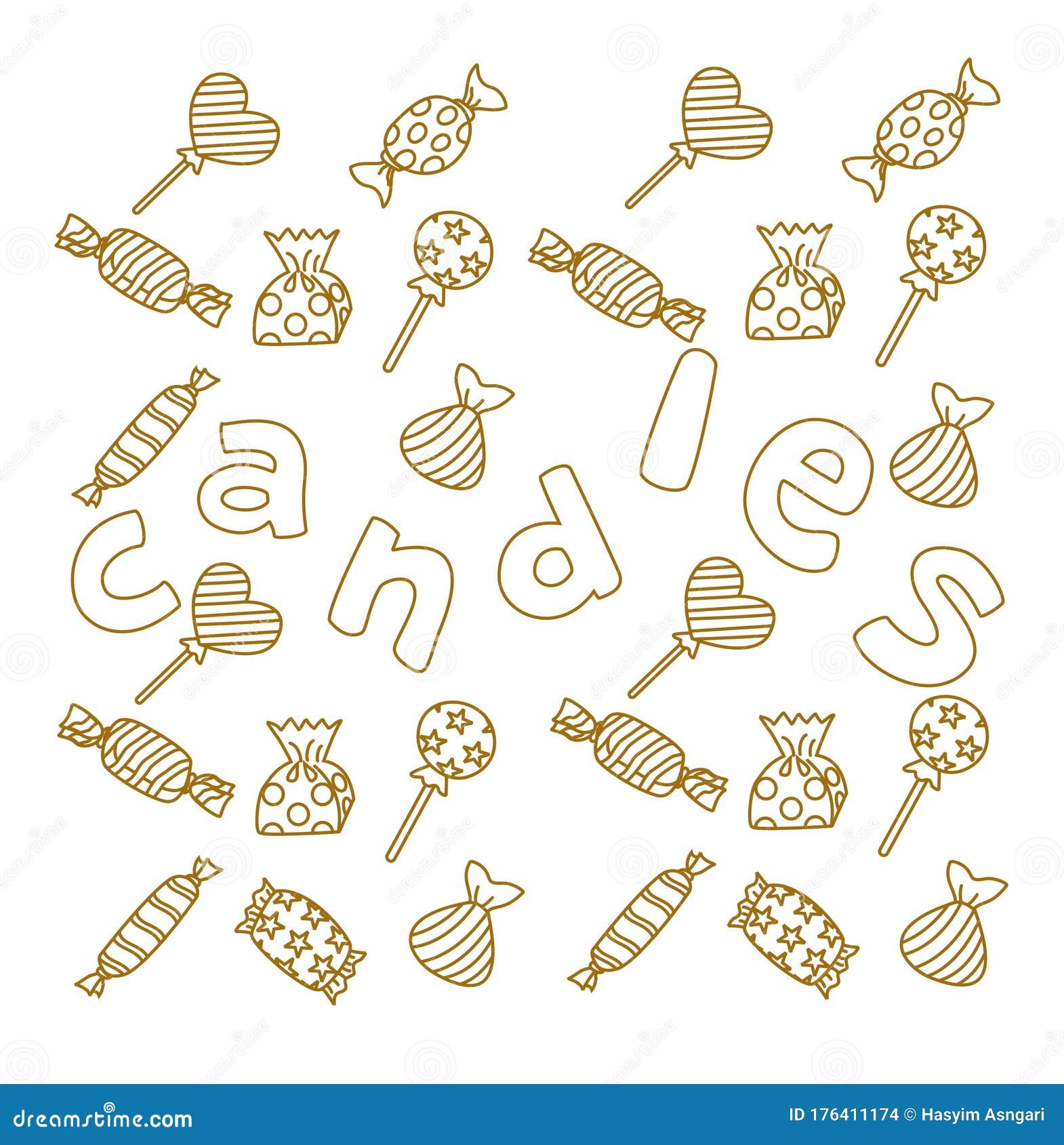 Hand Drawn Outline Set of Candies Pattern Vector Stock Vector ...