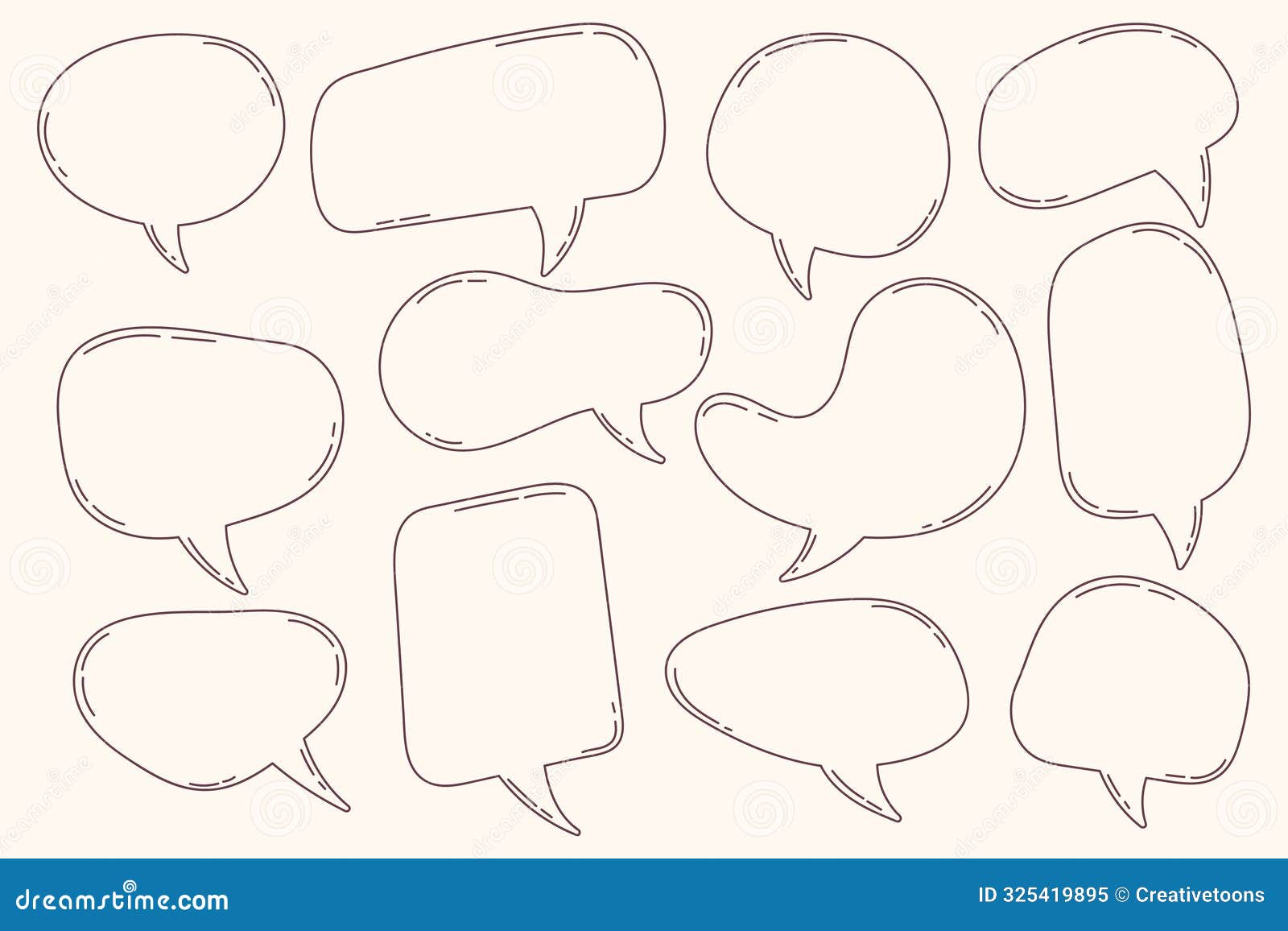 Hand Drawn Outline Speech Bubbles Collection Stock Illustration ...