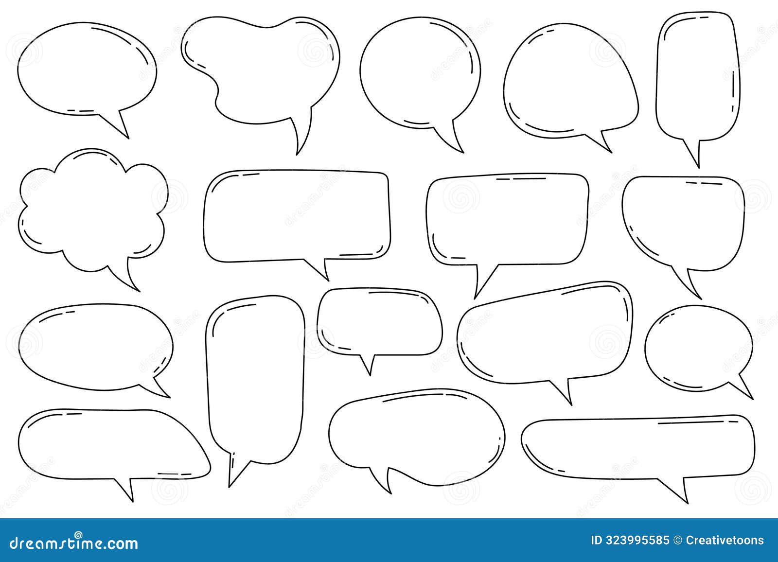 Hand Drawn Outline Speech Bubbles Collection Stock Illustration ...