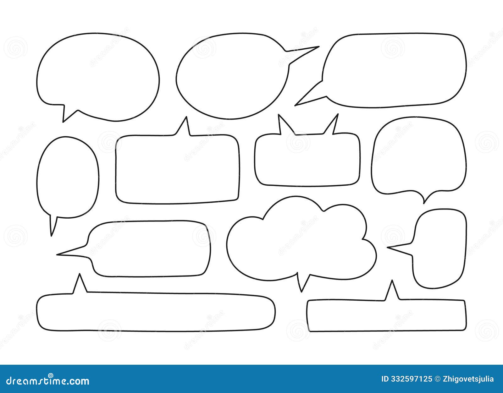 Hand Drawn Outline Speech Bubbles with Editable Stroke. Stock Vector ...