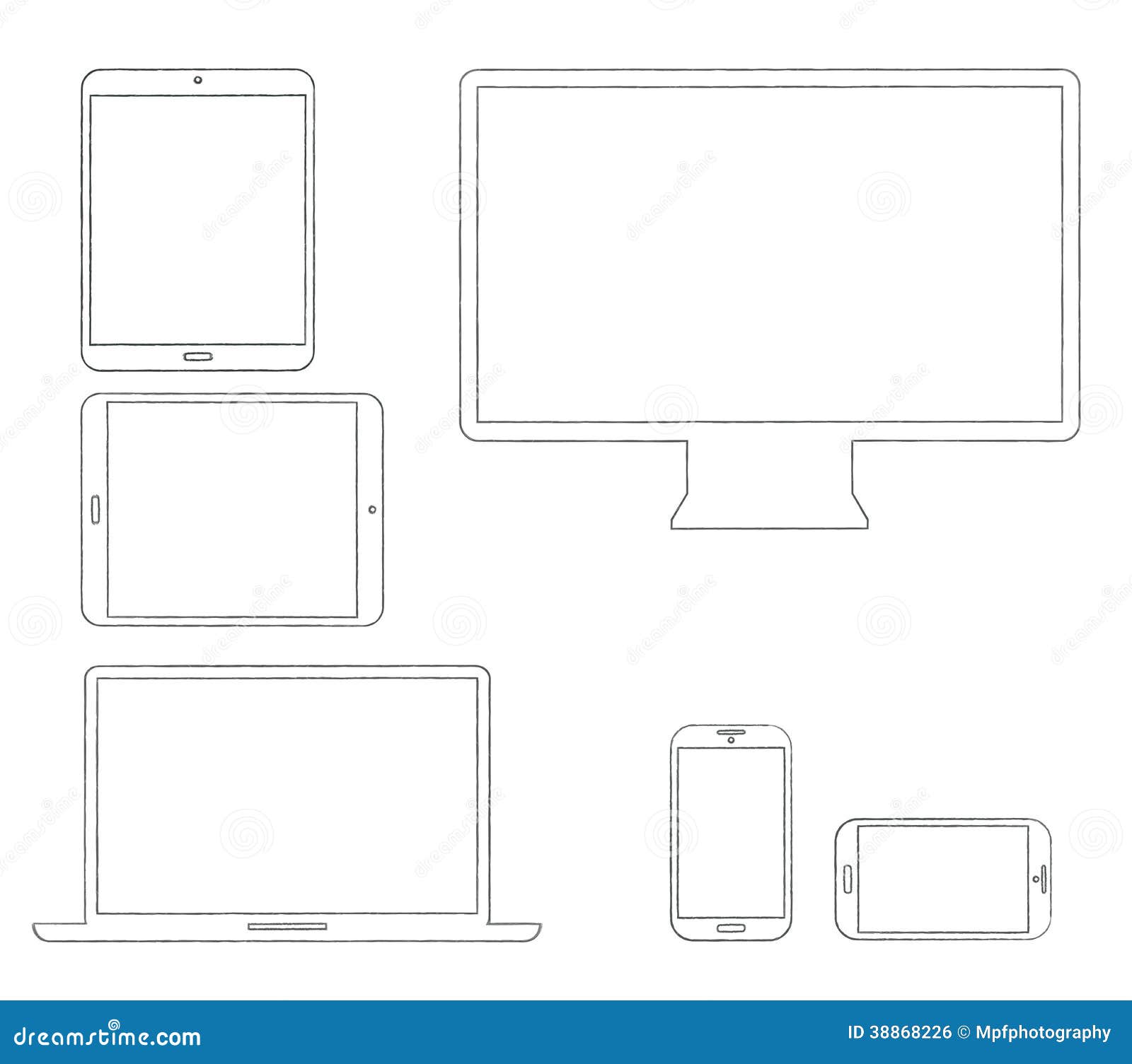 Hand-drawn Outlined Modern Electronic Devices Stock Vector ...