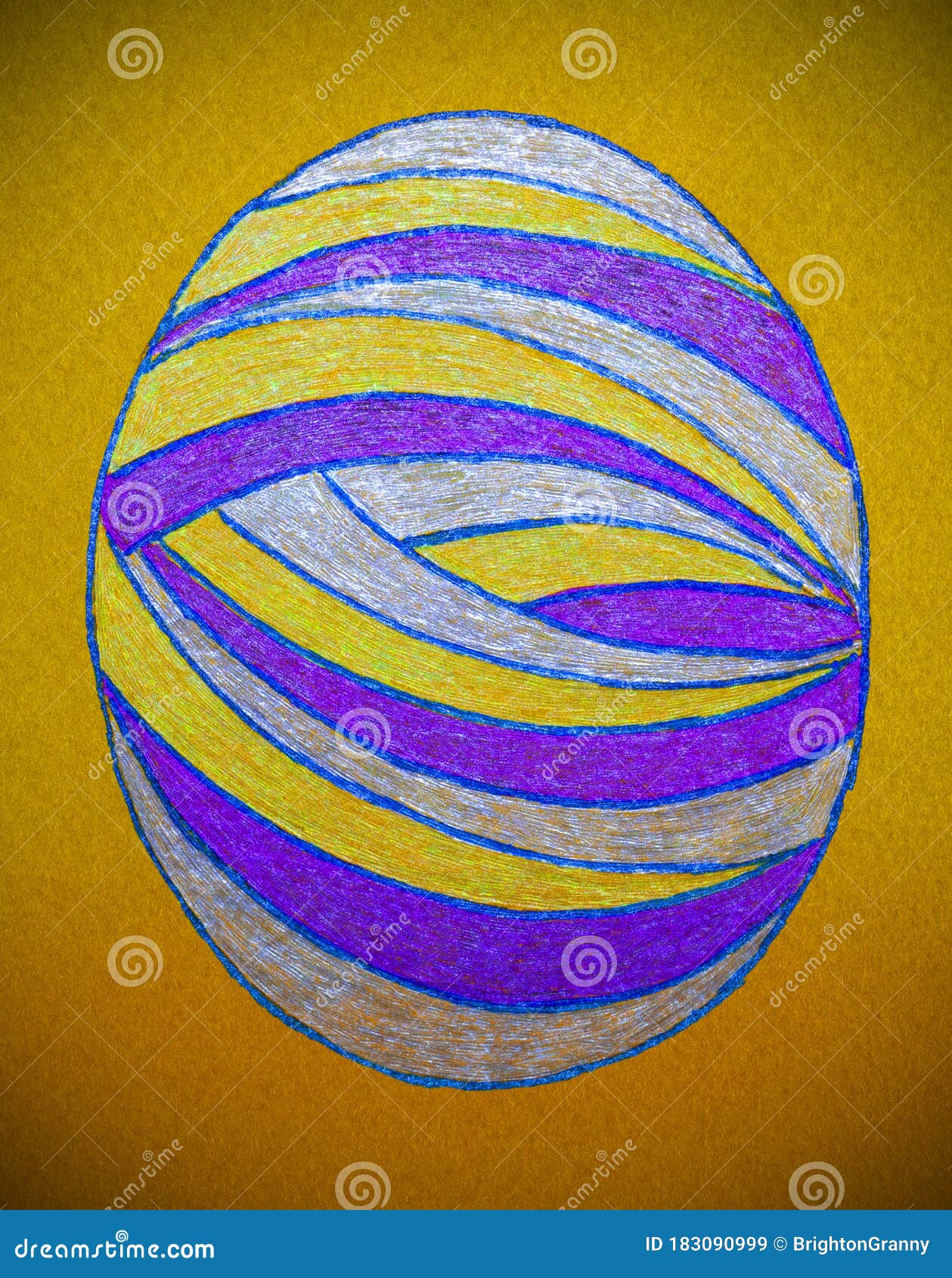 A Hand Drawn Oval Patterned Shape. Stock Illustration - Illustration of ...