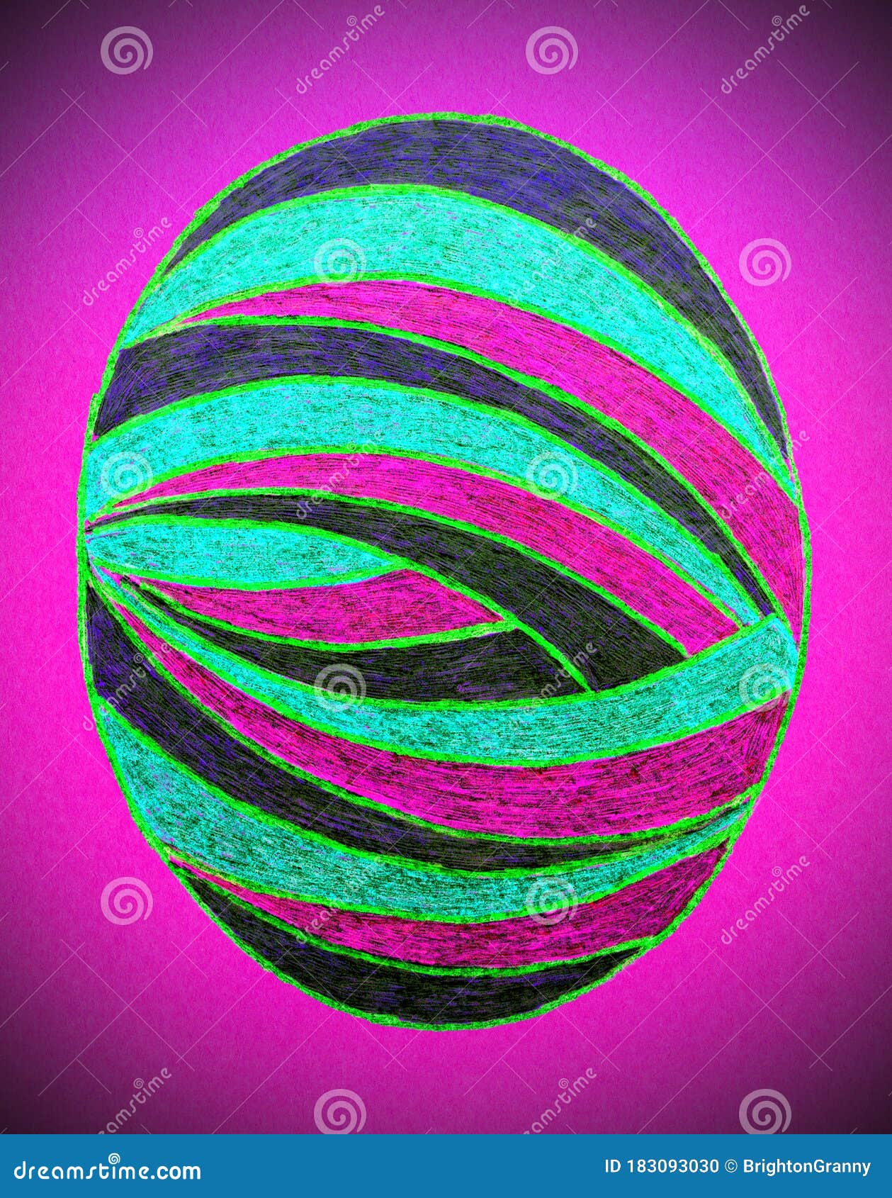 A Hand Drawn Oval Patterned Shape. Stock Illustration - Illustration of ...