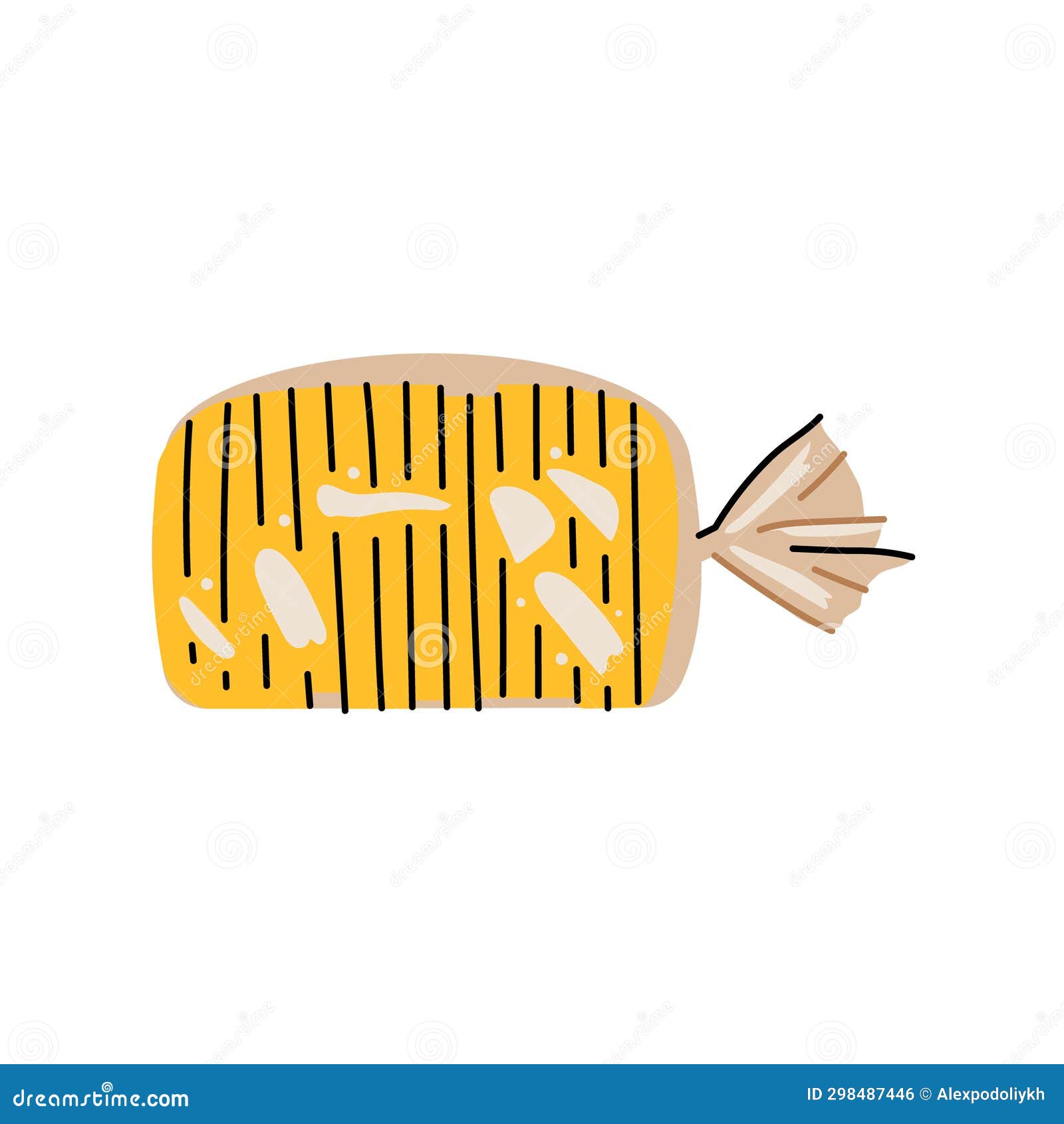 Hand Drawn Packaged Bread Color Element. Cartoon Unprocessed Food Stock ...