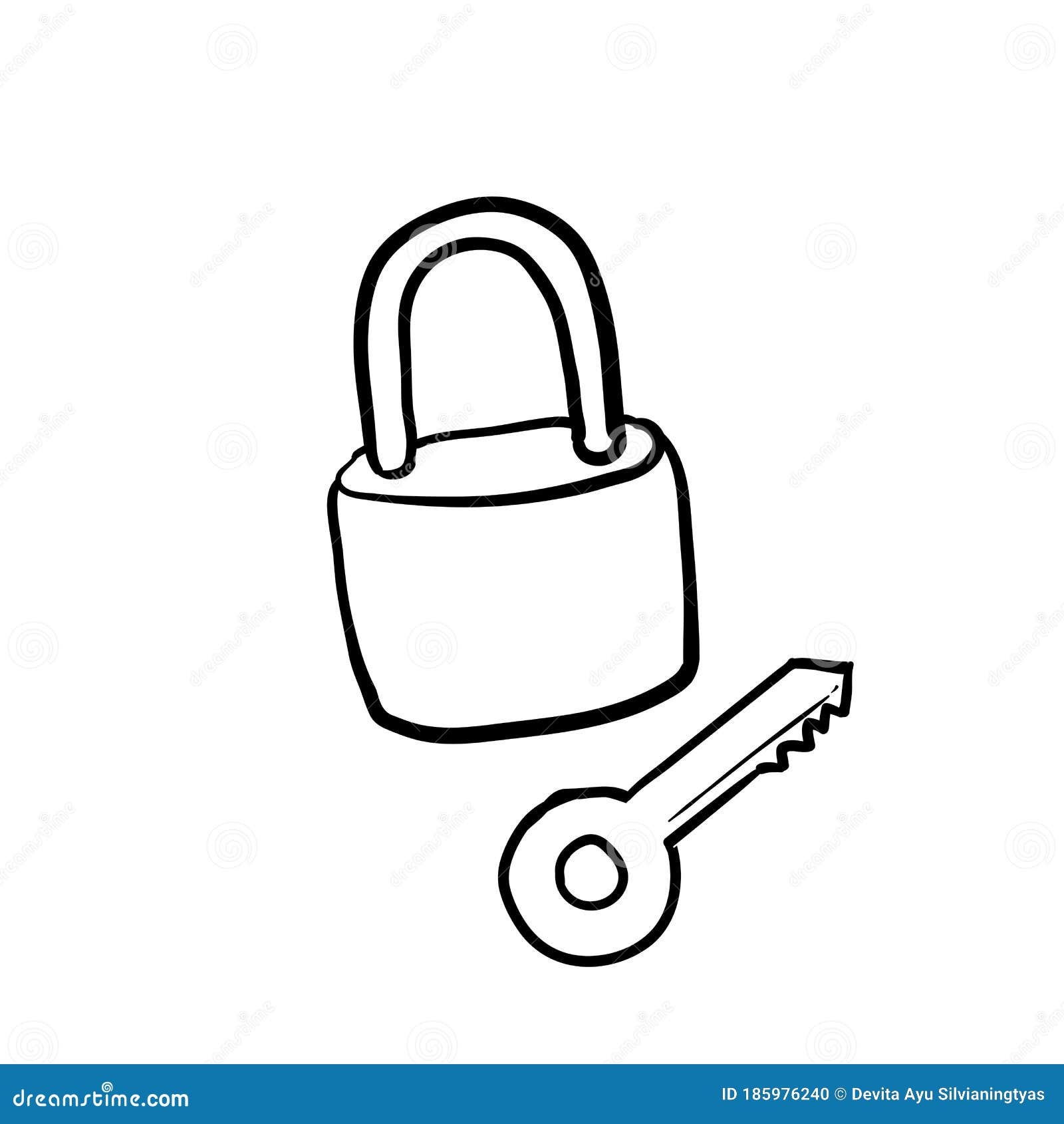 Hand Drawn Padlocks and Keys Illustration in Doodle Style Vector Stock ...