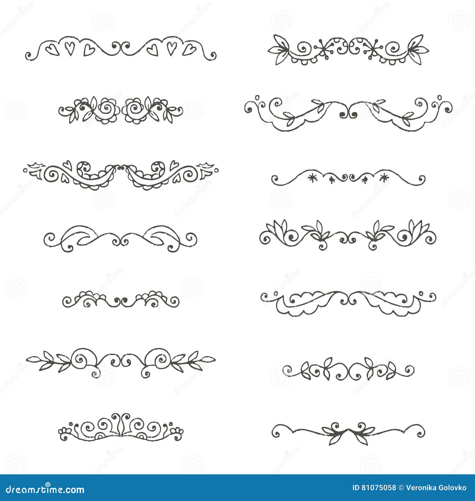 Hand Drawn Page Decorations Collection Stock Vector - Illustration of ...
