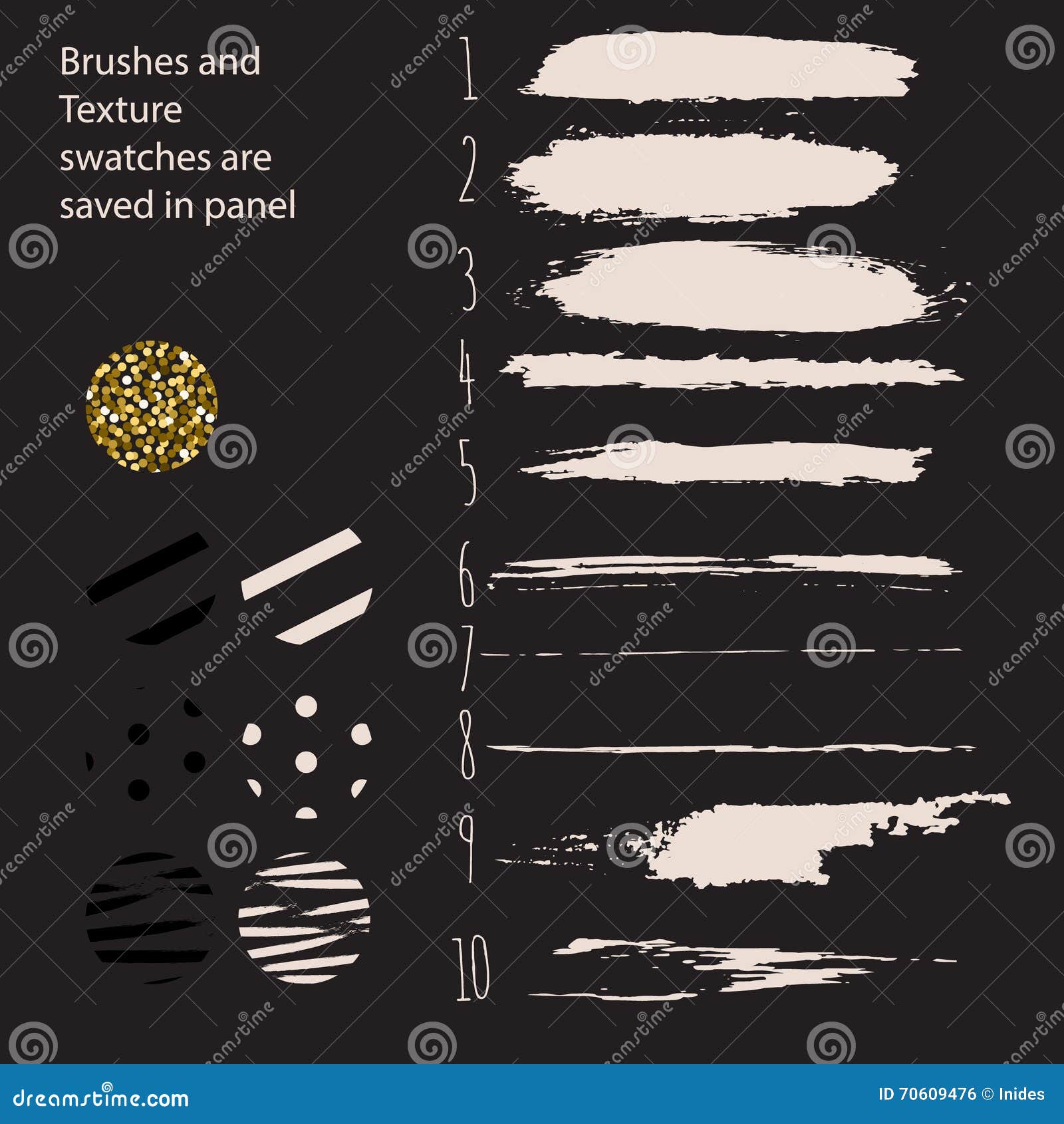Hand Drawn Paint Brushes And Pattern Swatches. Vector Illustration ...