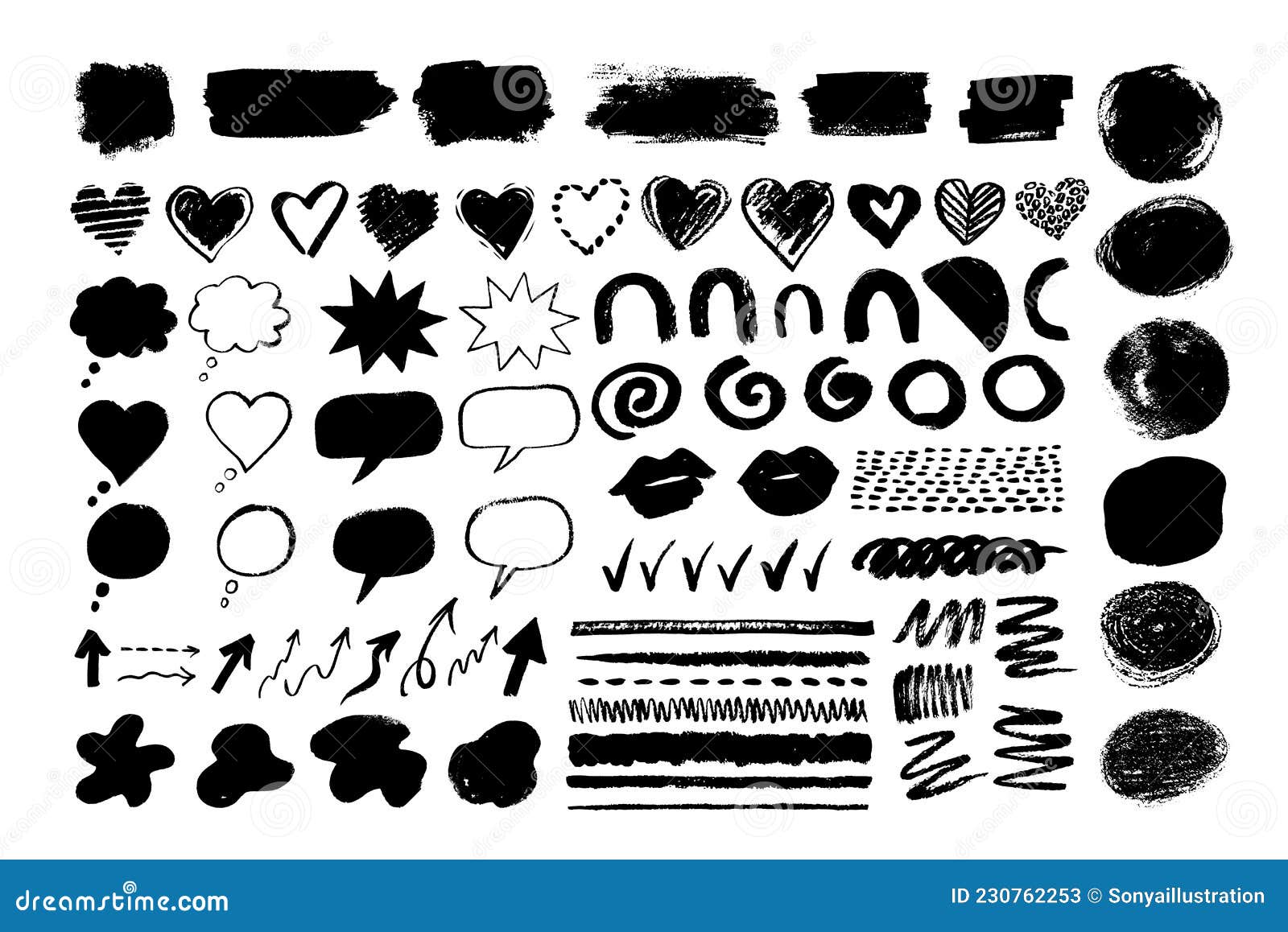Hand Drawn Paint Daubs Banners and Forms Stock Vector - Illustration of ...
