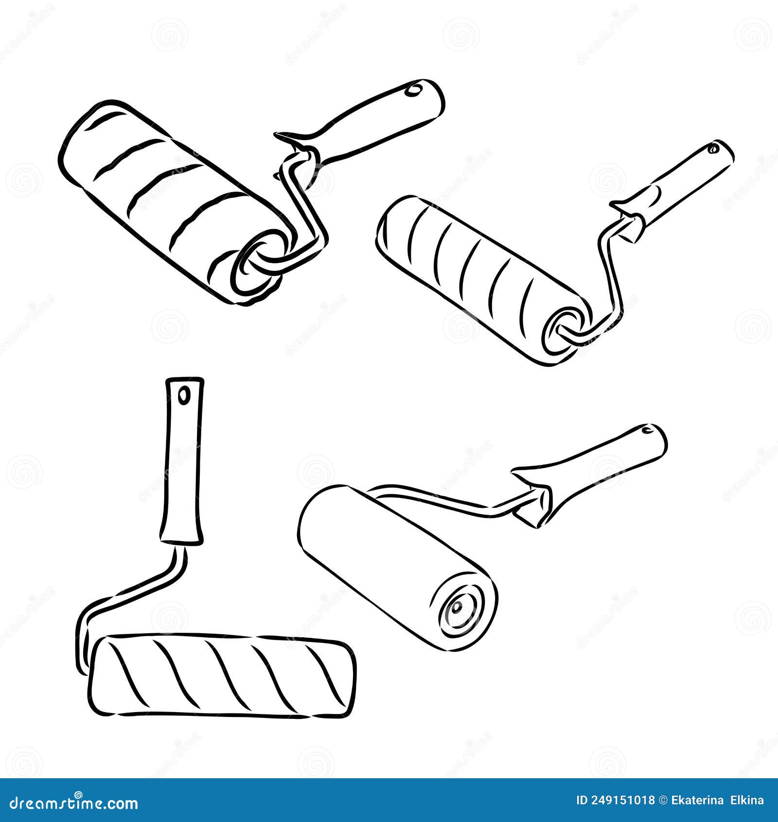 Hand Drawn Paint Roller Illustration Paint Roller Vector Stock Vector ...
