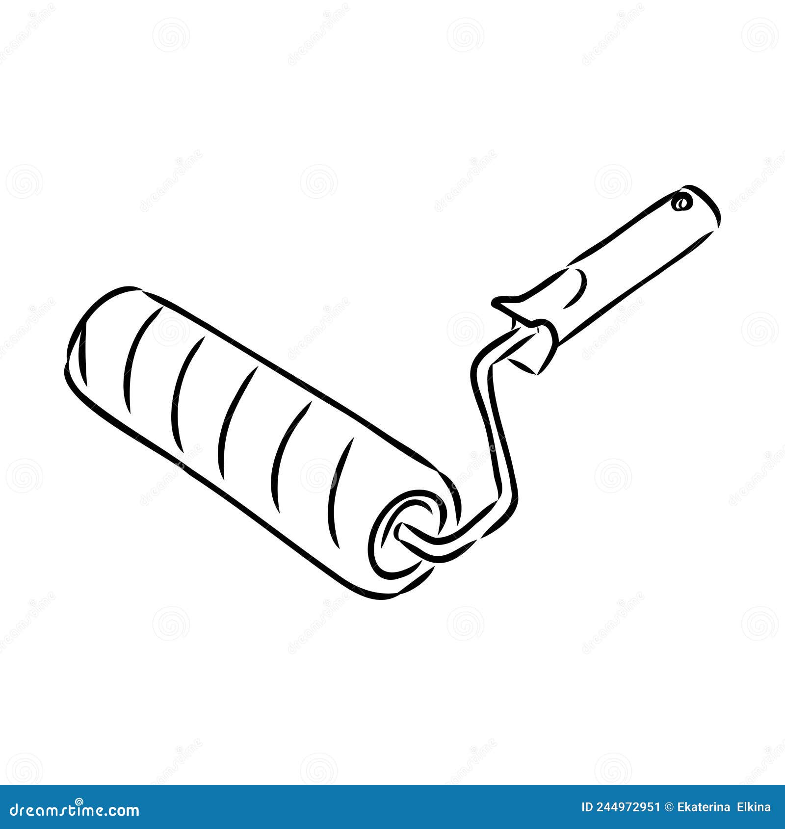 Hand Drawn Paint Roller Illustration Paint Roller Vector Stock Vector ...