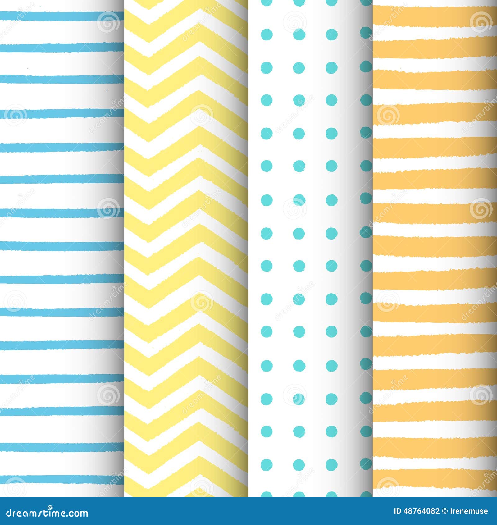 4 Hand Drawn Painted Geometric Patterns Set Stock Vector - Illustration ...