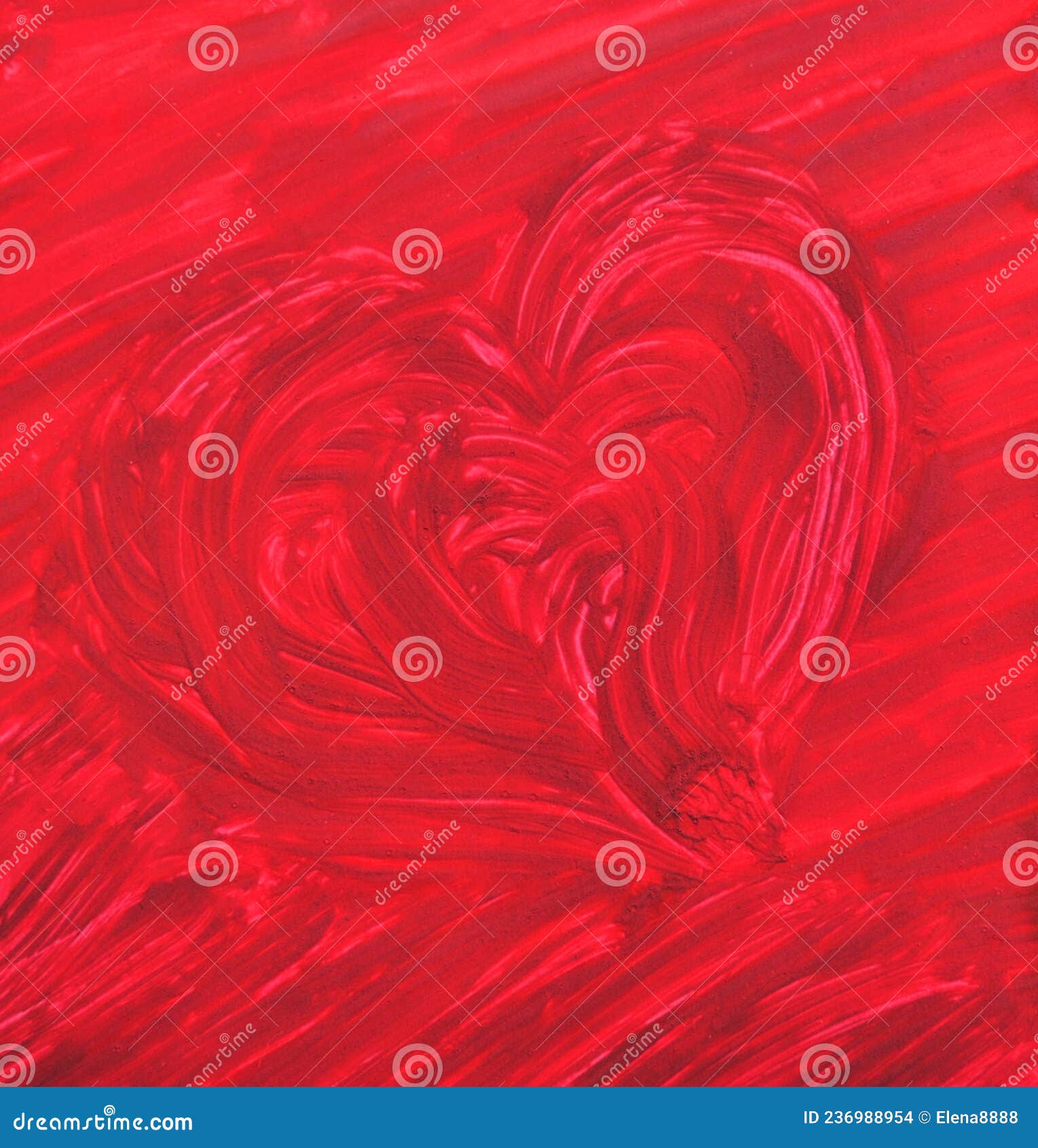 Hand Drawn Painted Red Heart Stock Illustration - Illustration of ...
