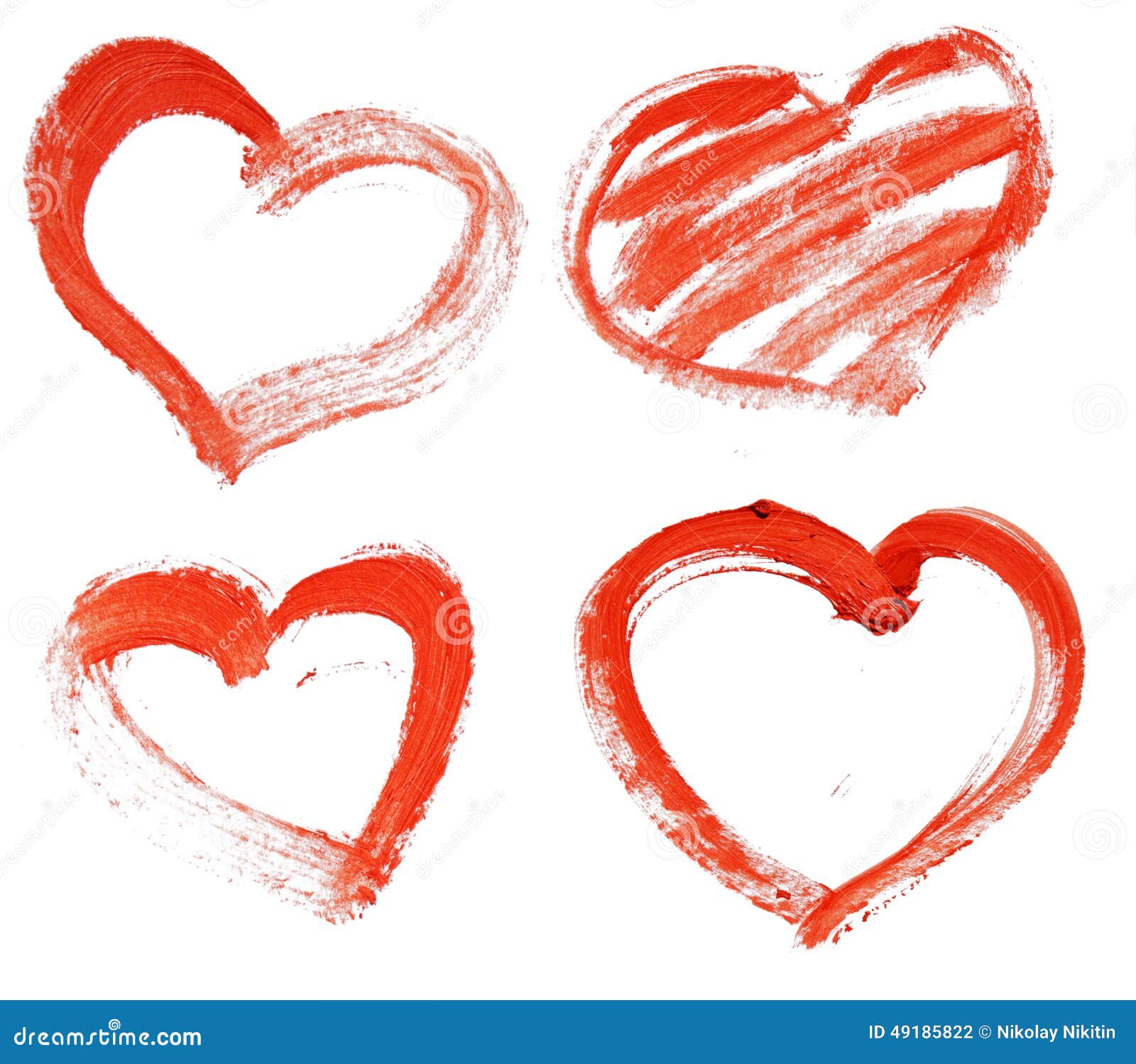 Hand-drawn Painted Red Heart Stock Illustration - Illustration of ...
