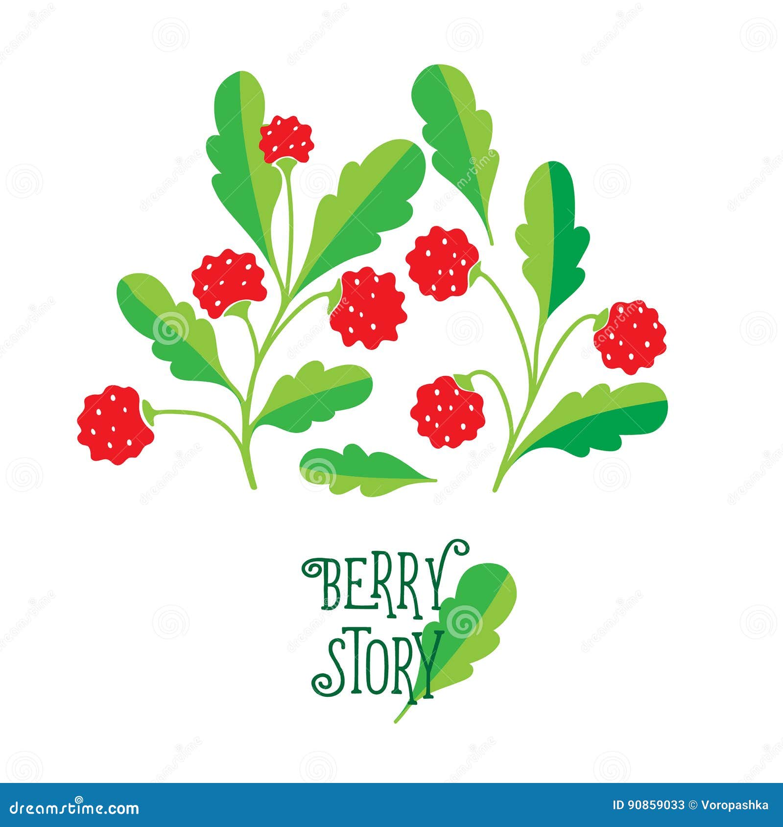 Hand Drawn Painting Berry on White Background. Stock Vector ...