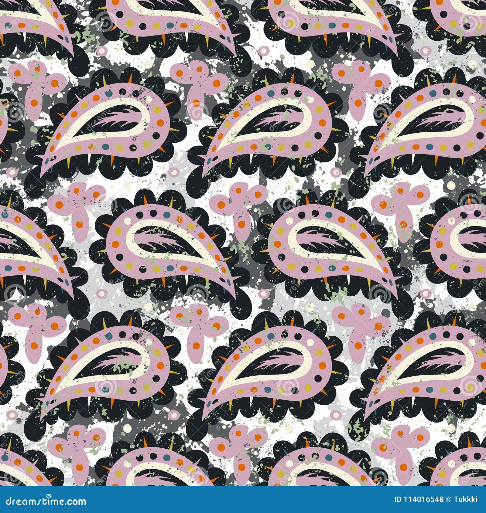 Hand Drawn Paisley Vector Seamless Pattern Stock Vector - Illustration ...