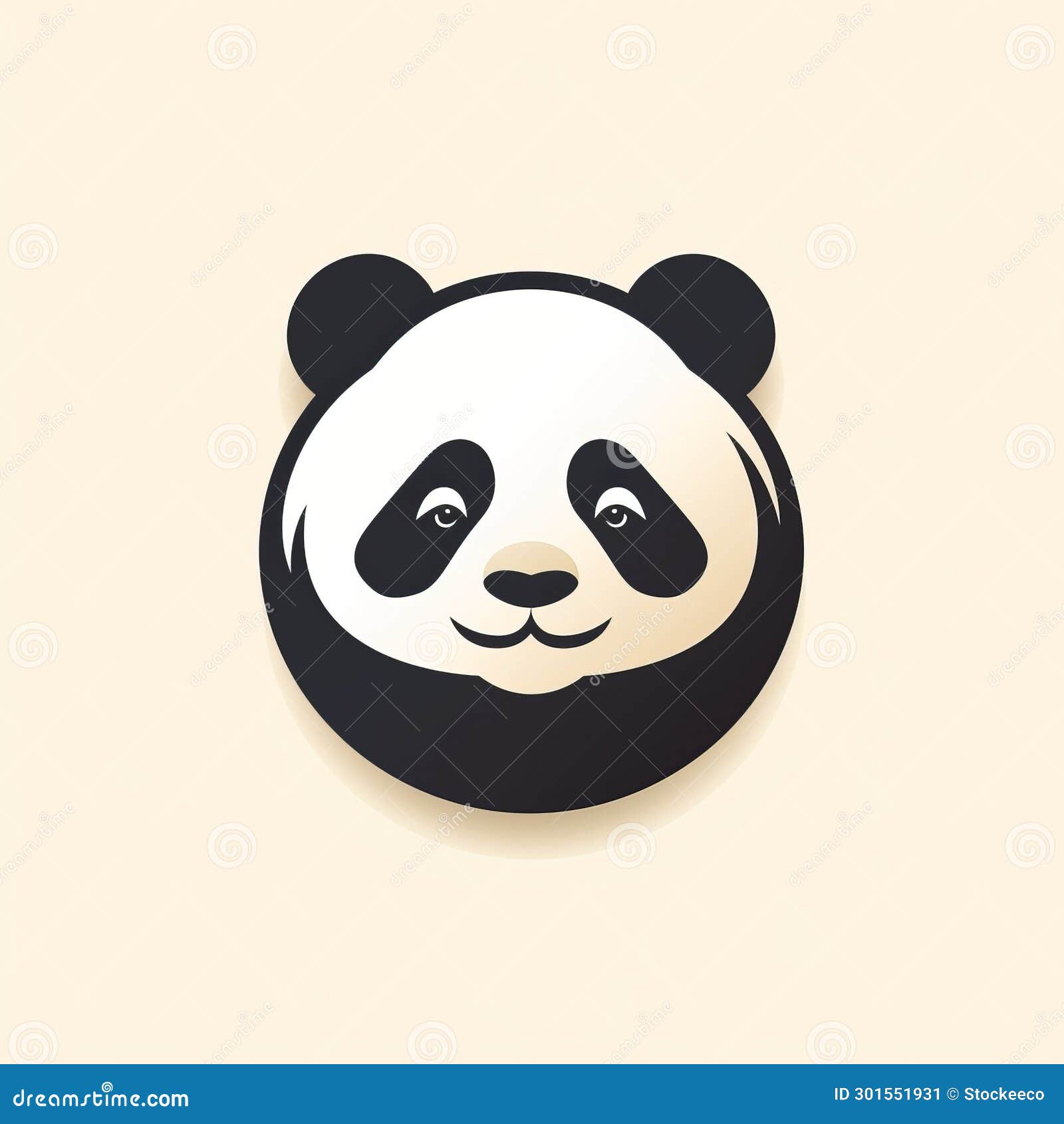 Hand Drawn Panda Face Logo in Flat Style Stock Illustration ...