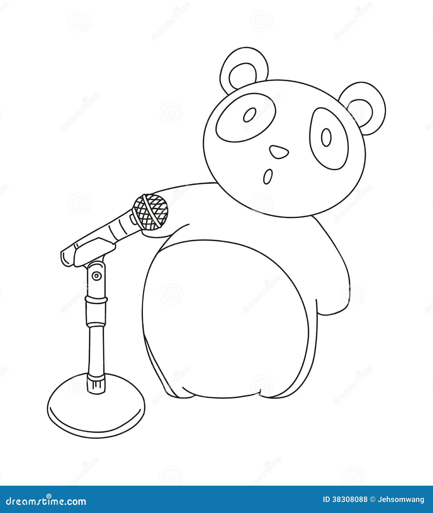 Hand Drawn Panda Sing a Song Stock Vector - Illustration of line ...