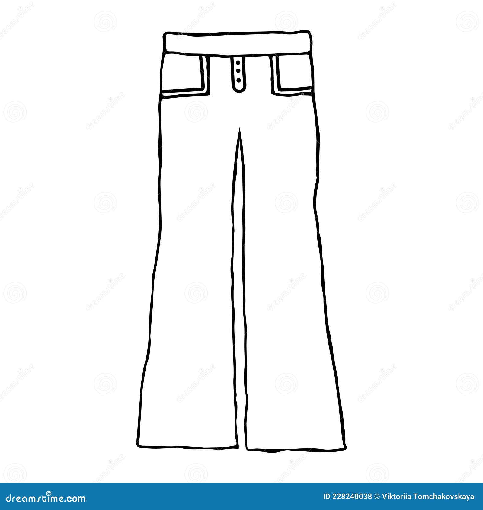 Hand Drawn Pants Classic Style. Isolated on White Background. Doodle ...