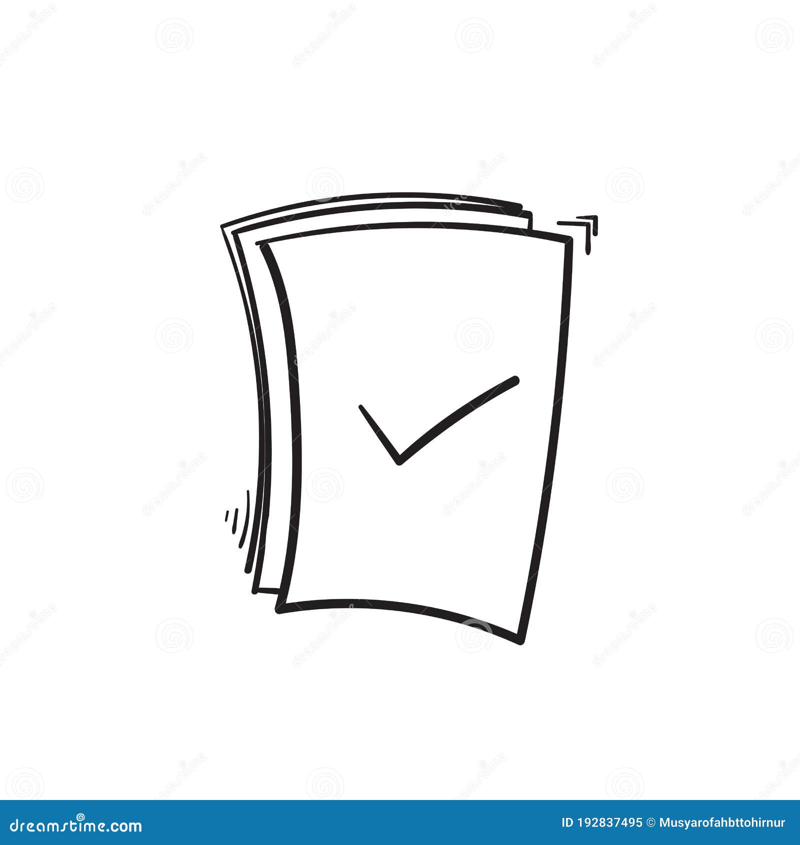 Hand Drawn Paper Document with Check Mark Symbol Vector Stock Vector ...