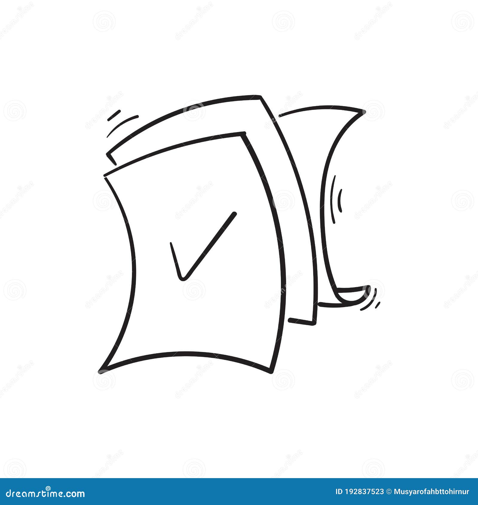 Hand Drawn Paper Document with Check Mark Symbol Vector Stock Vector ...