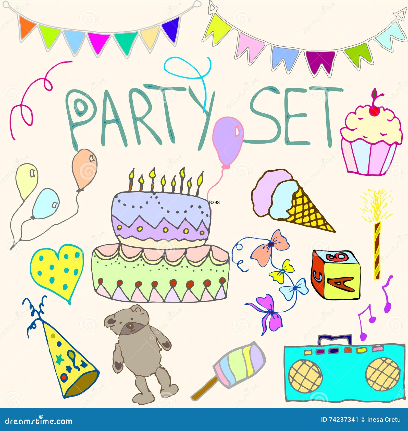 Hand drawn party clip art stock vector. Illustration of clipart - 74237341