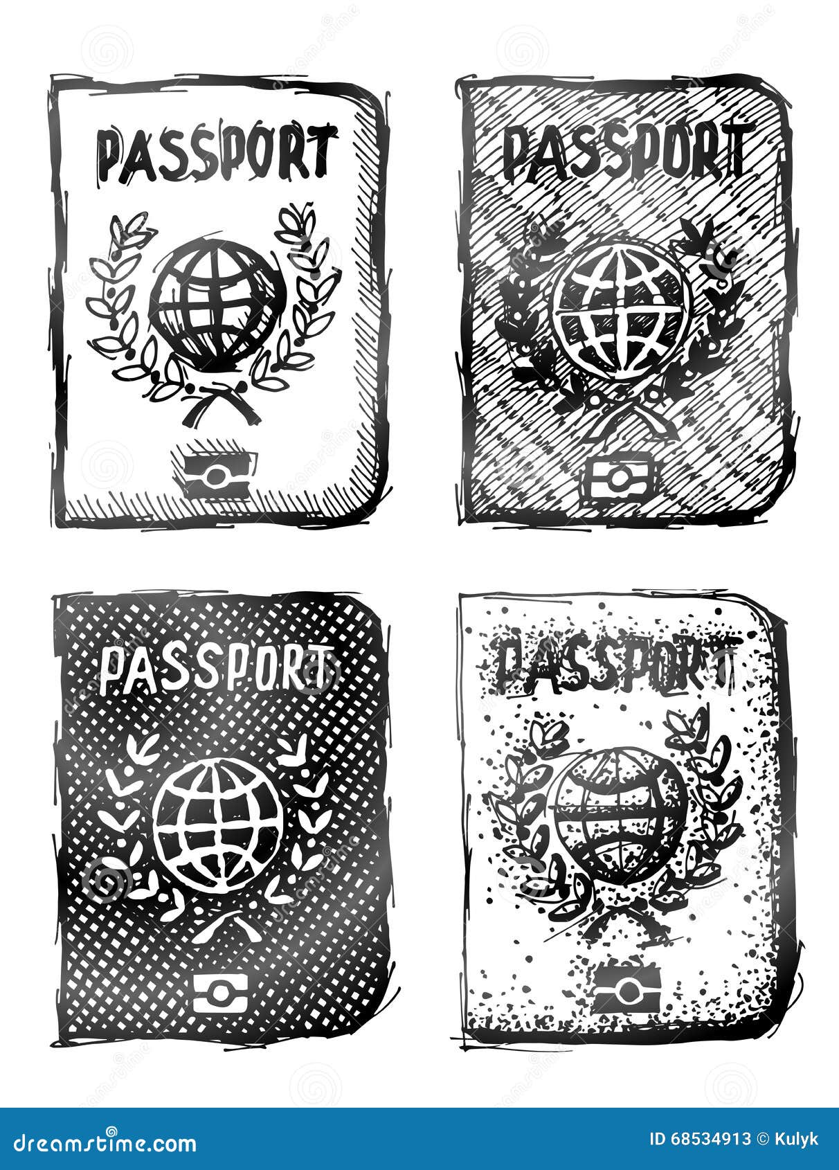 Hand drawn passport stock vector. Illustration of control - 68534913