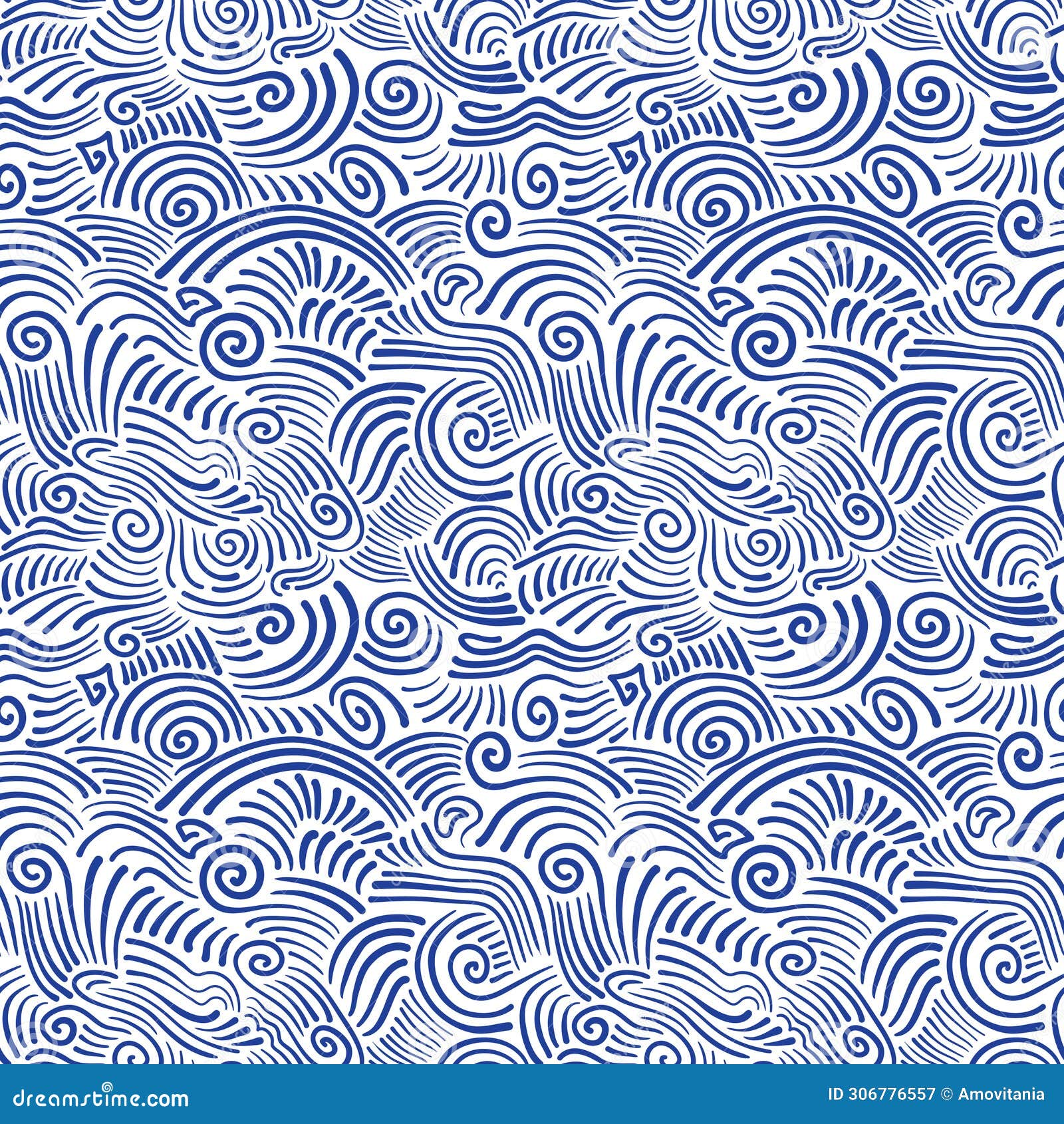 Hand Drawn Pattern of Abstract Waves. Line Doodle Background Stock ...