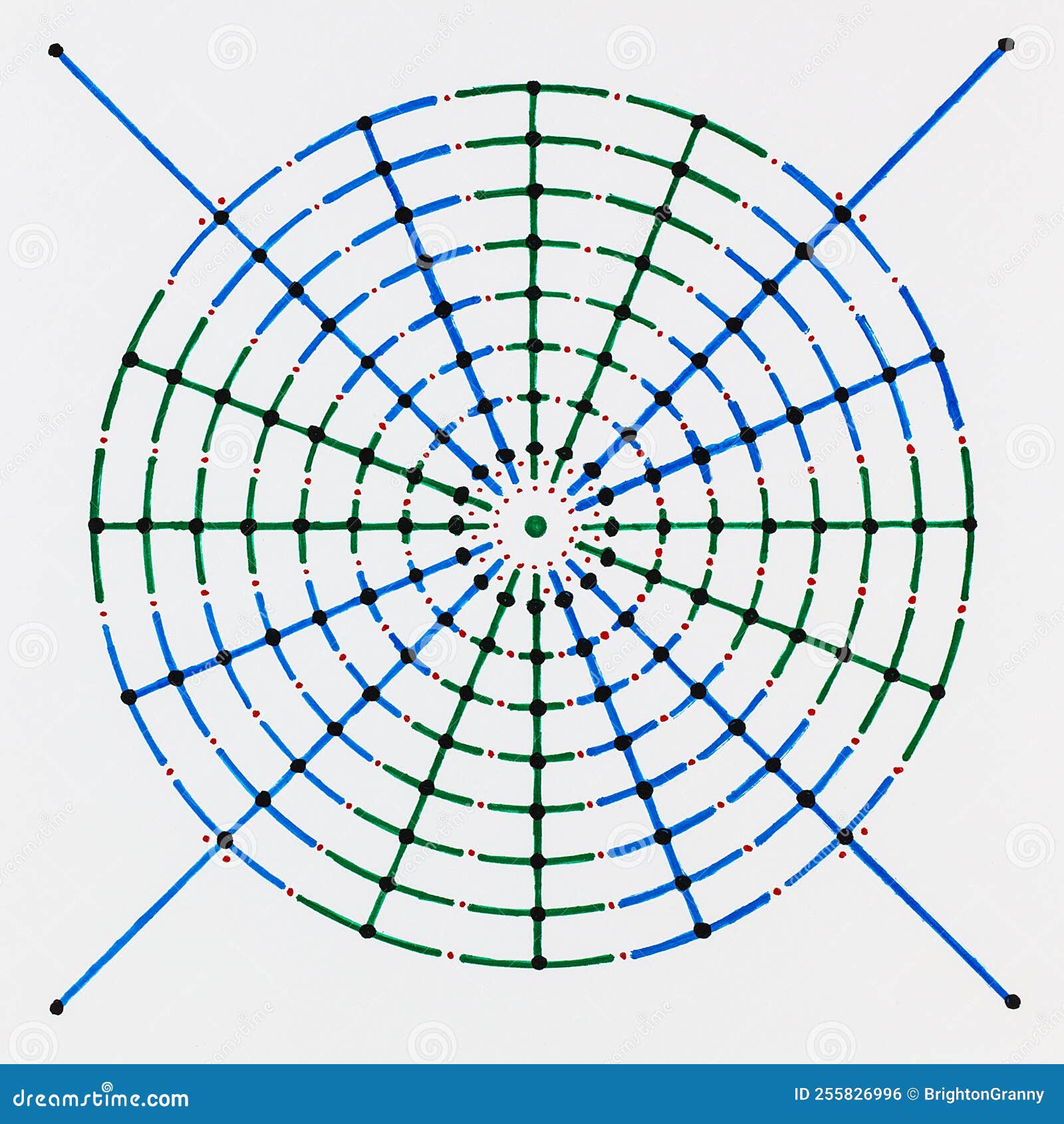 A Hand Drawn Pattern of Colorful Radial Lines and Circles. Stock ...