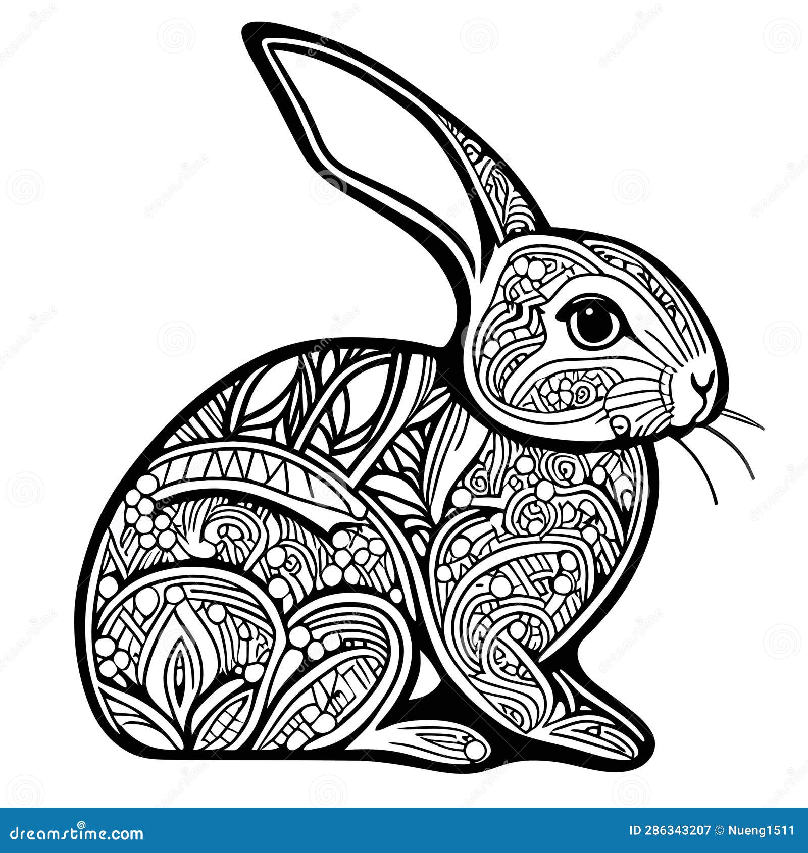 Hand Drawn Pattern Design Rabbit Art Illustion Background Cartoon ...
