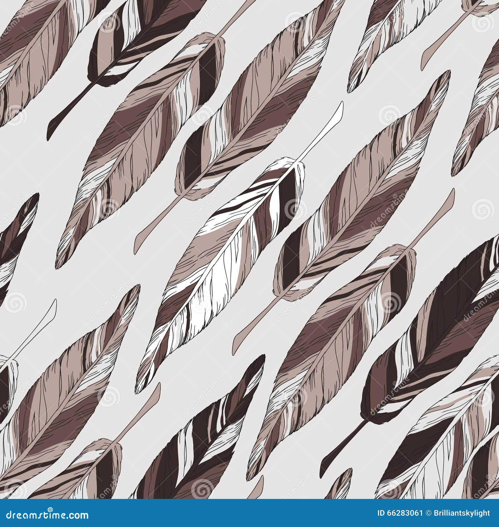Hand Drawn Pattern with Feathers Stock Vector - Illustration of feather ...
