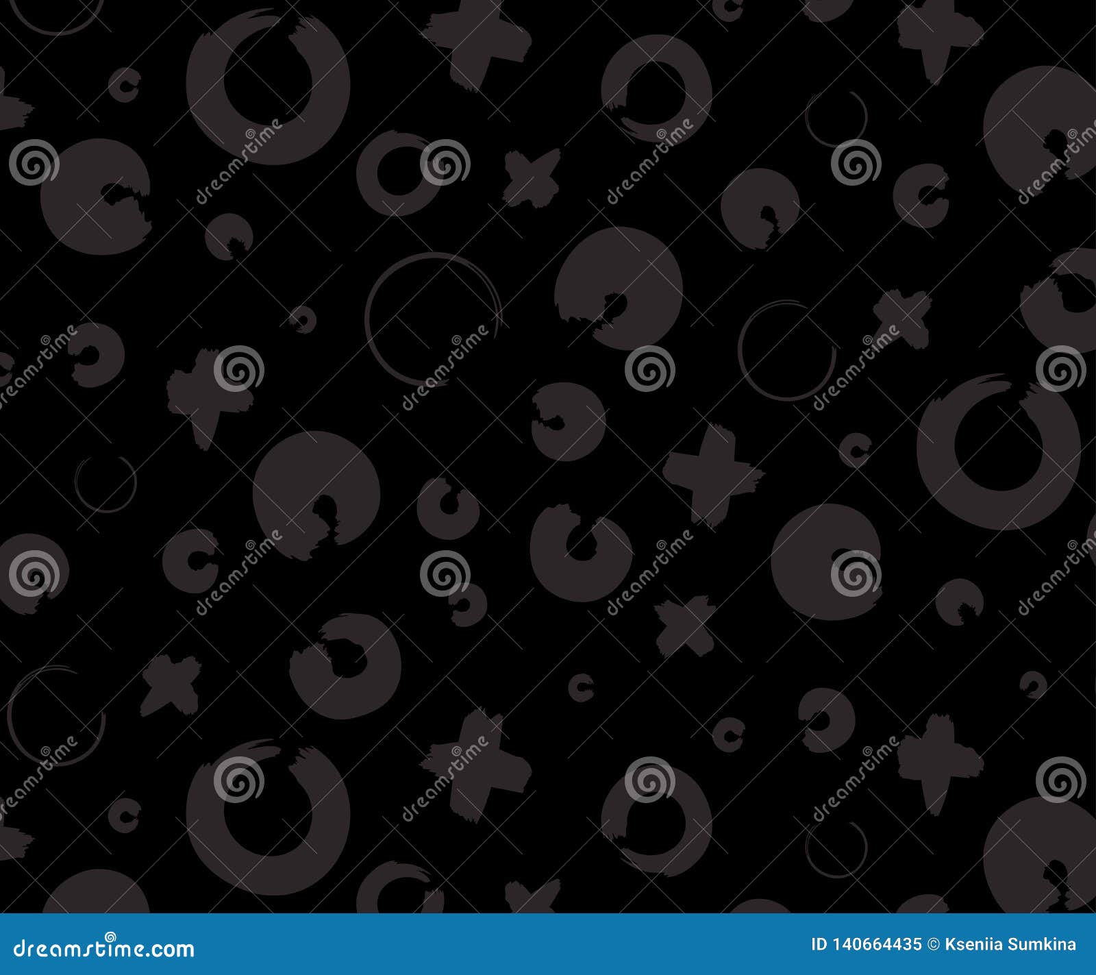 Hand Drawn Pattern with X and O Symbols on Black Stock Illustration ...