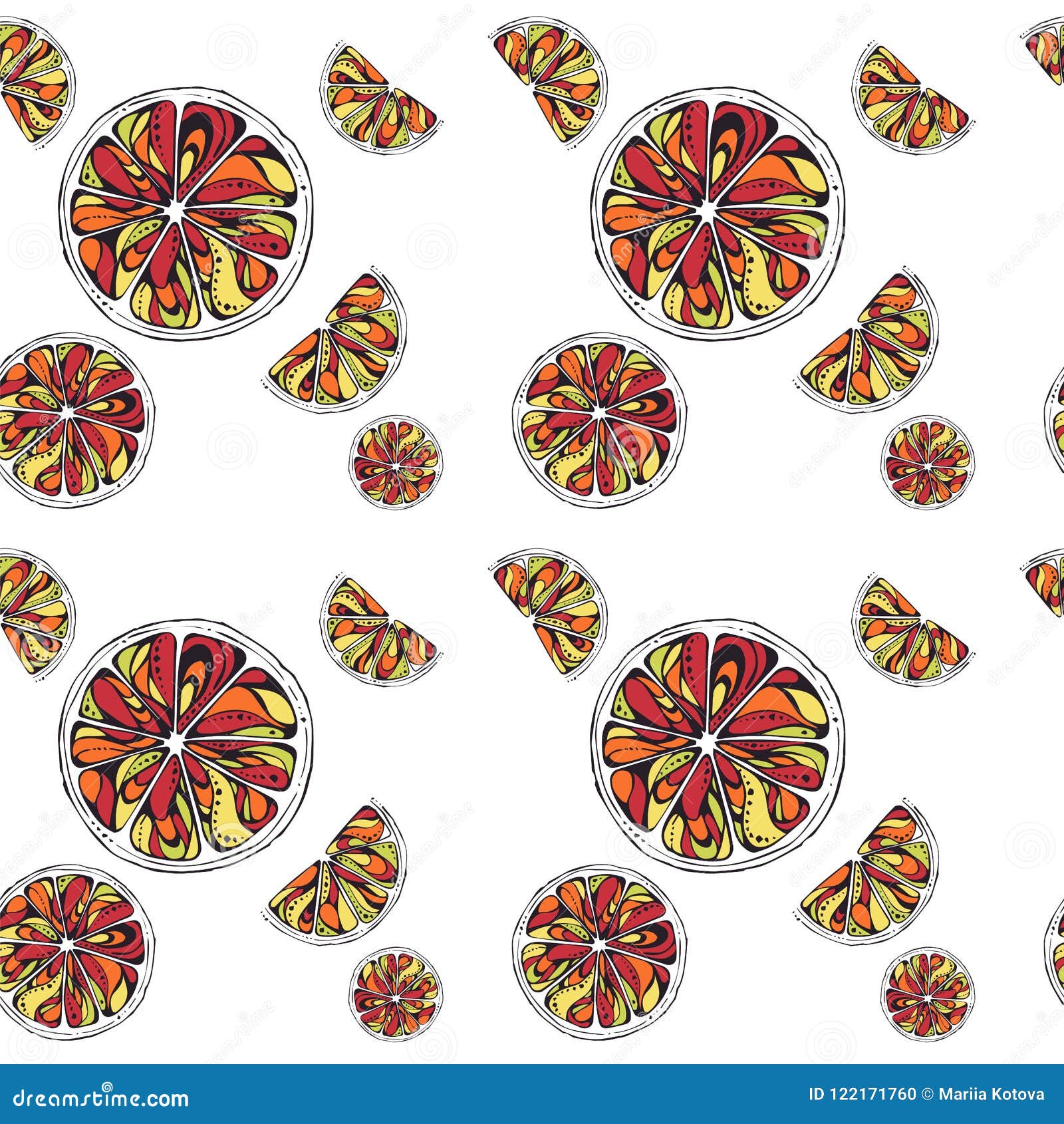 Hand-drawn Pattern with Orange Stock Illustration - Illustration of ...