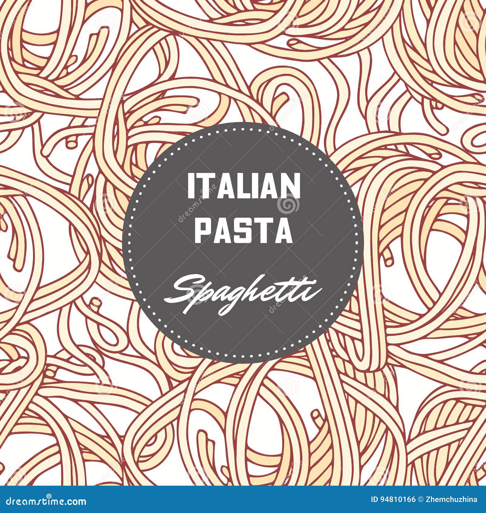 Hand Drawn Pattern with Pasta Spaghetti. Background for Food Package ...