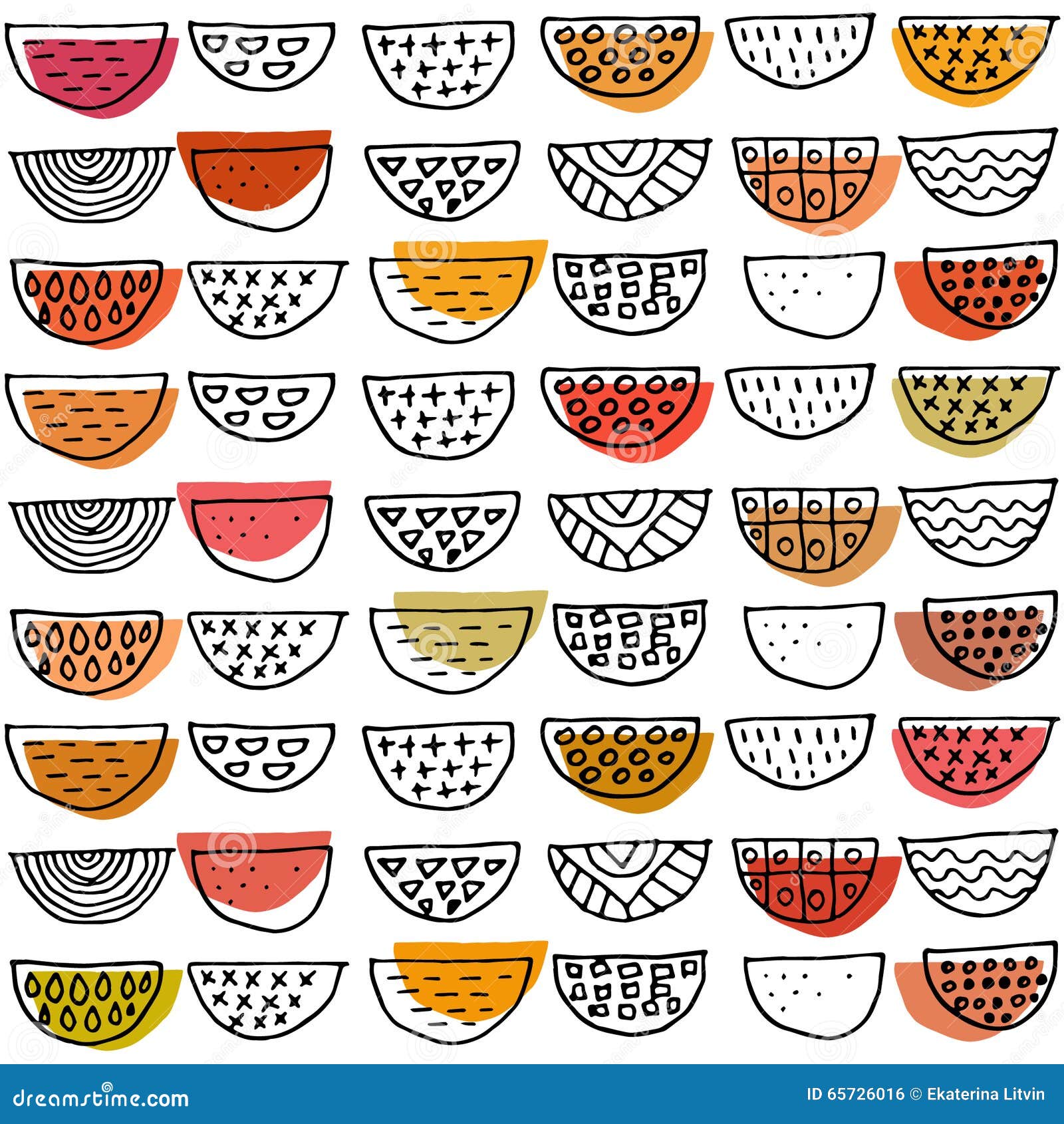 Hand Drawn Pattern with Simple Geometric Shapes. Stock Vector ...