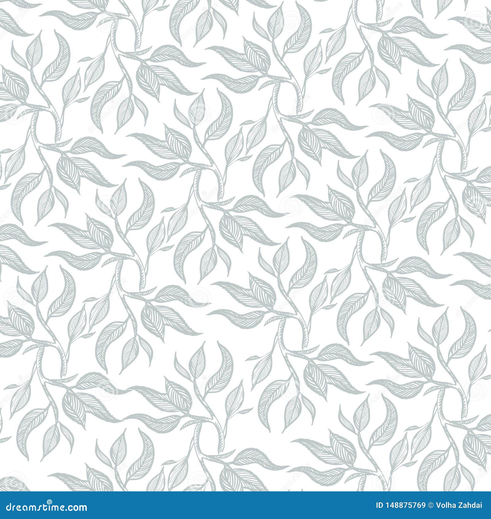 Hand Drawn Pattern Tea Leaves. Vector Illustration Stock Vector ...