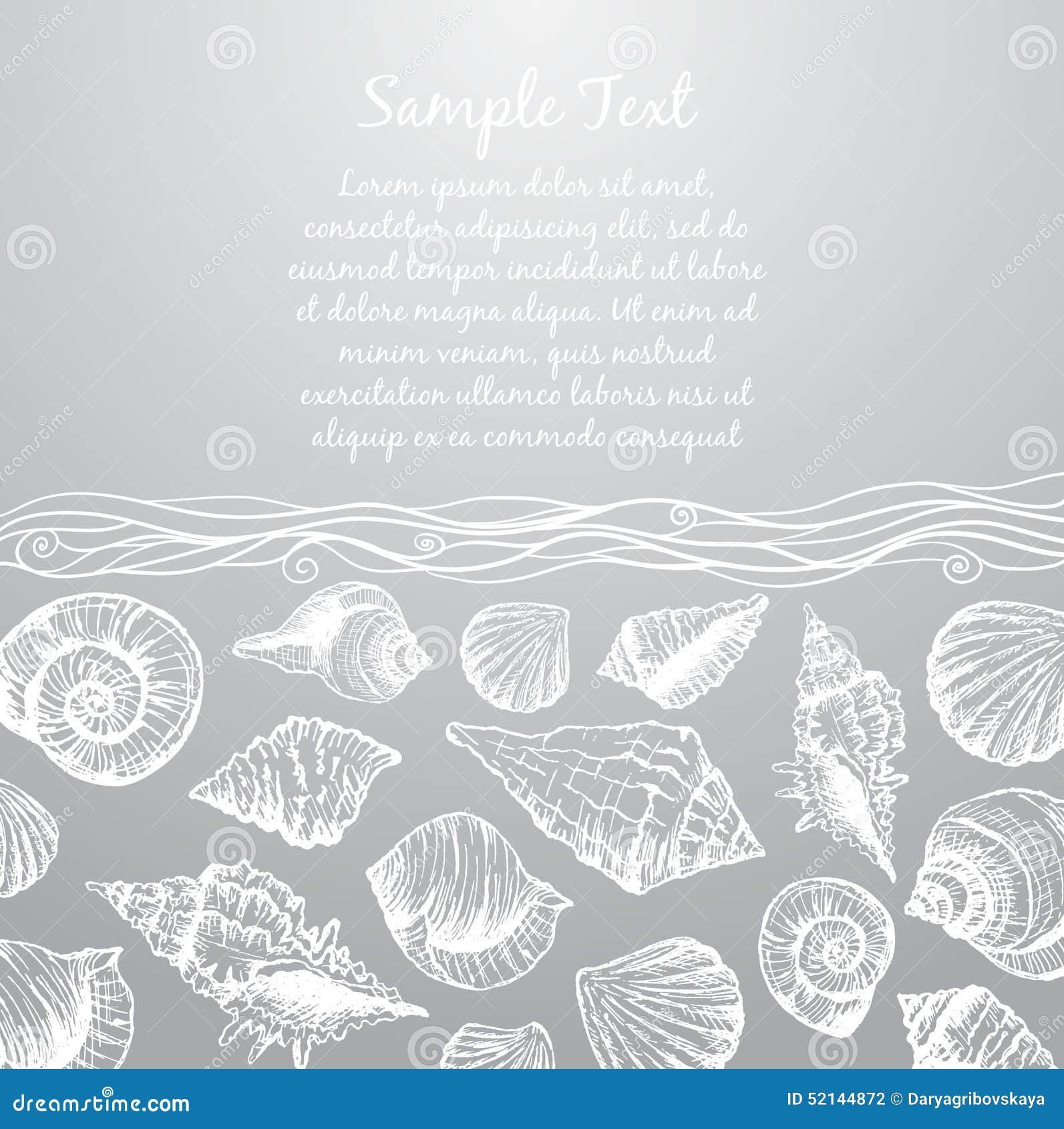 Hand Drawn Pattern with Various Seashells and Stock Vector ...