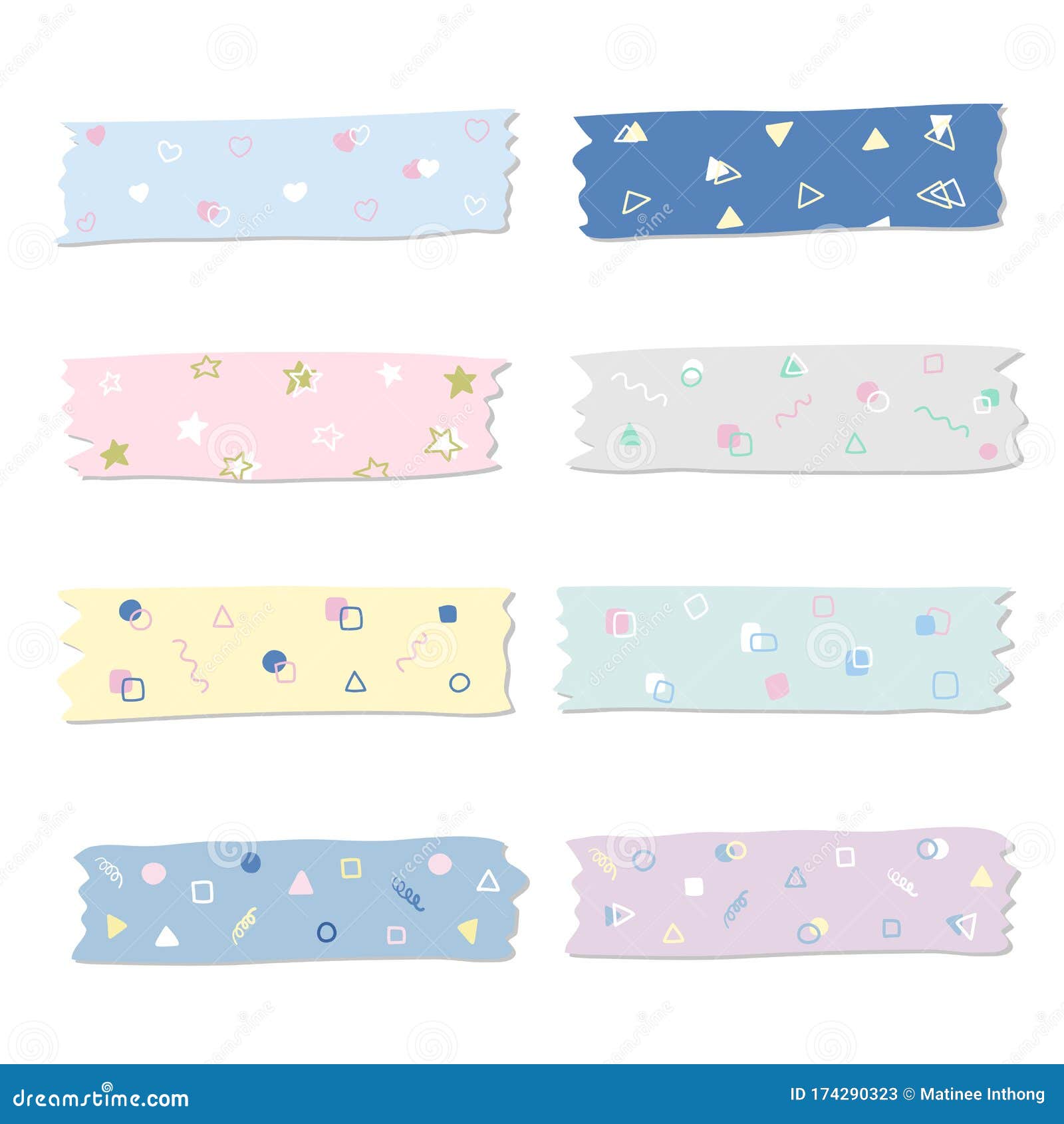 Hand Drawn Patterned Sticky Tape Doodle Isolated on White Background ...