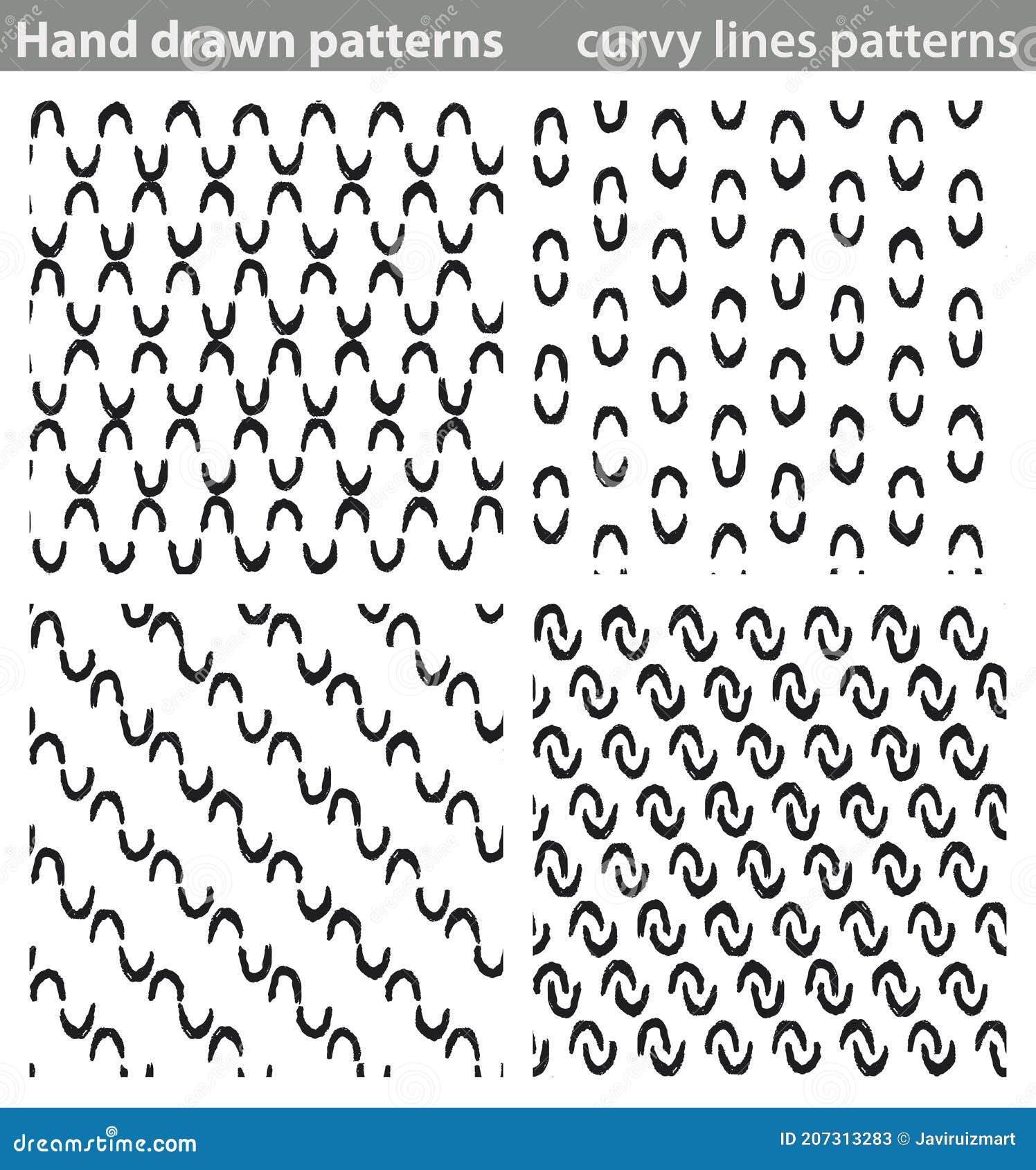 Hand Drawn Patterns, Curvy Line Patterns Stock Vector - Illustration of ...